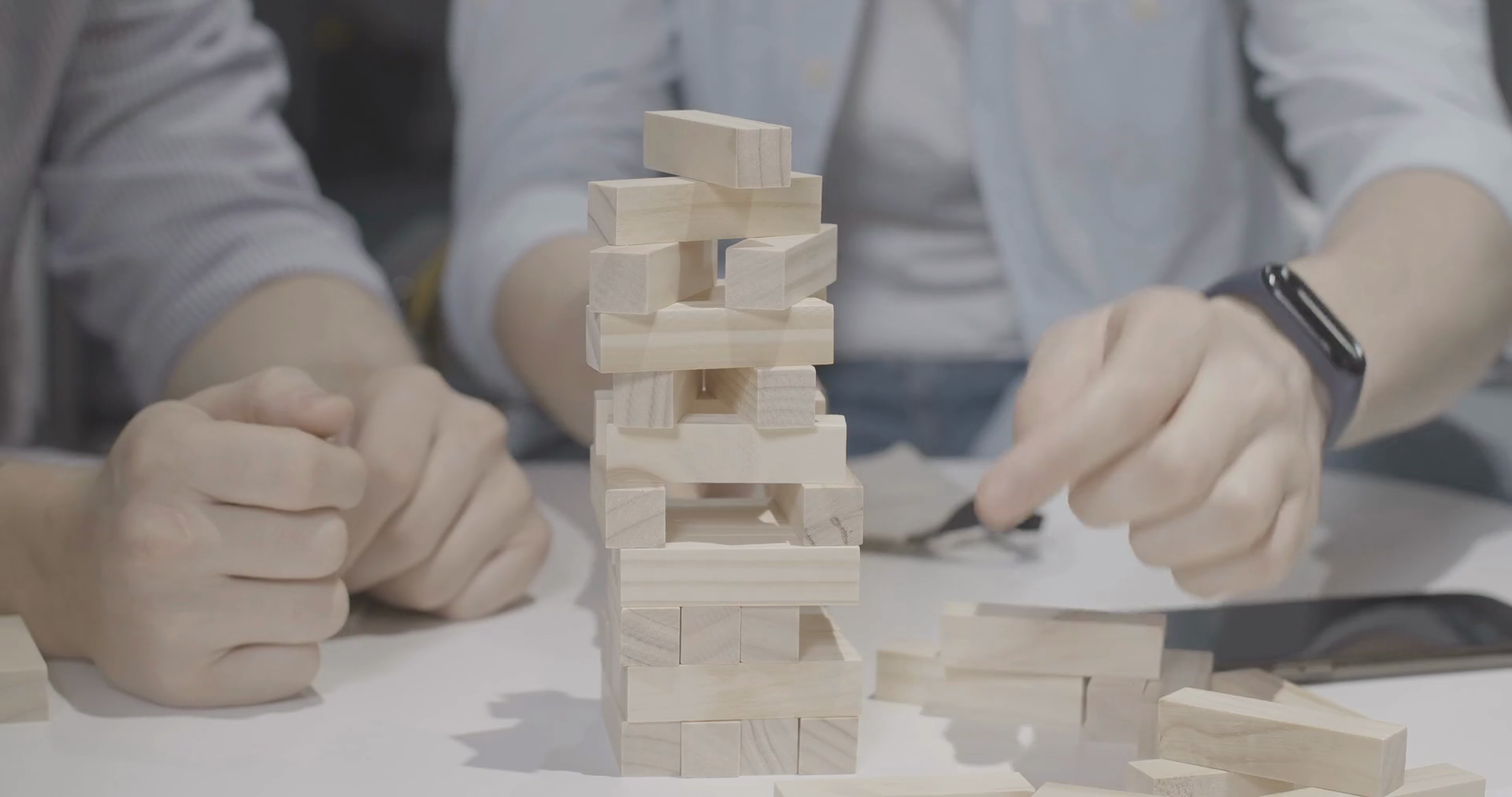 Unrecognizable Man Losing In Jenga Young Stock Footage SBV-338973592 ...