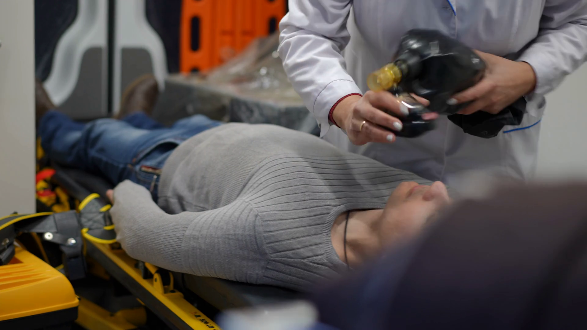 Ems Paramedics Rescuing Patient In Oxygen Stock Footage SBV-348614170 ...