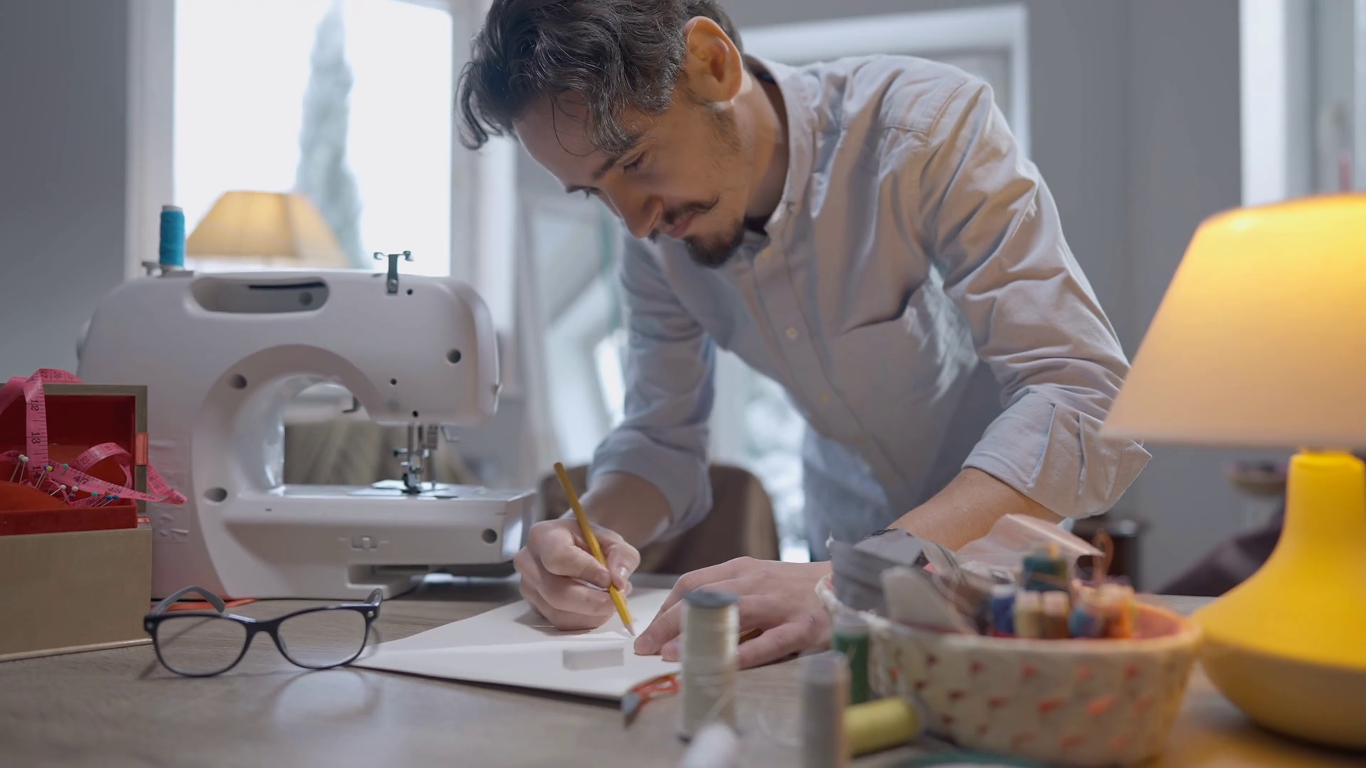 Absorbed Creative Young Caucasian Man Stock Footage SBV-346539989 ...