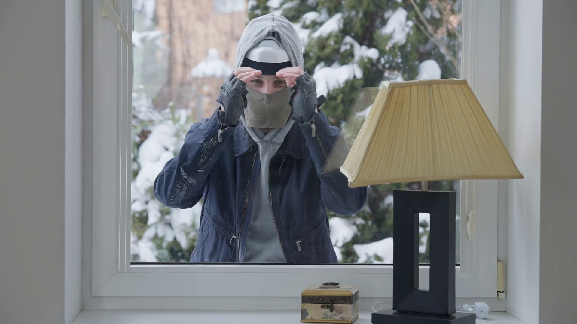 Portrait Of Young Caucasian Male Burglar Stock Footage SBV-346448313 ...