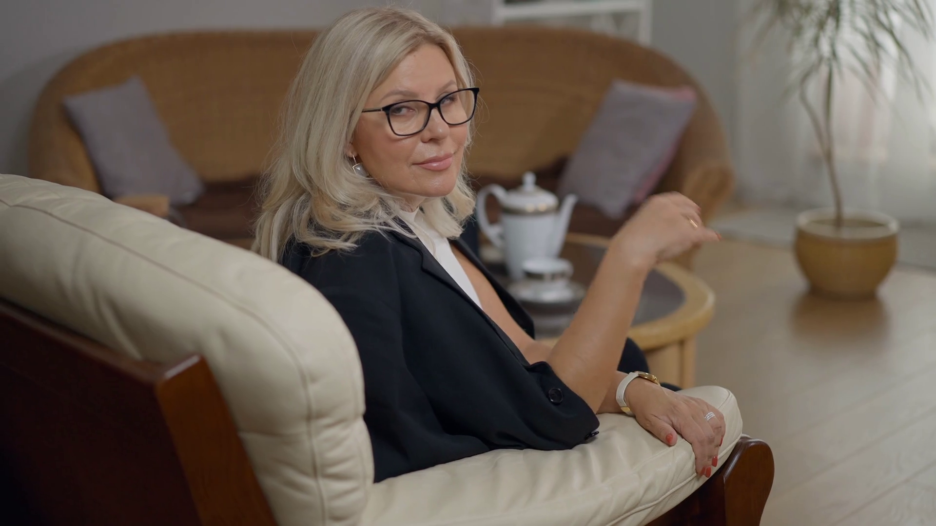 Expert Caucasian Female Psychologist Sitting Stock Footage SBV ...