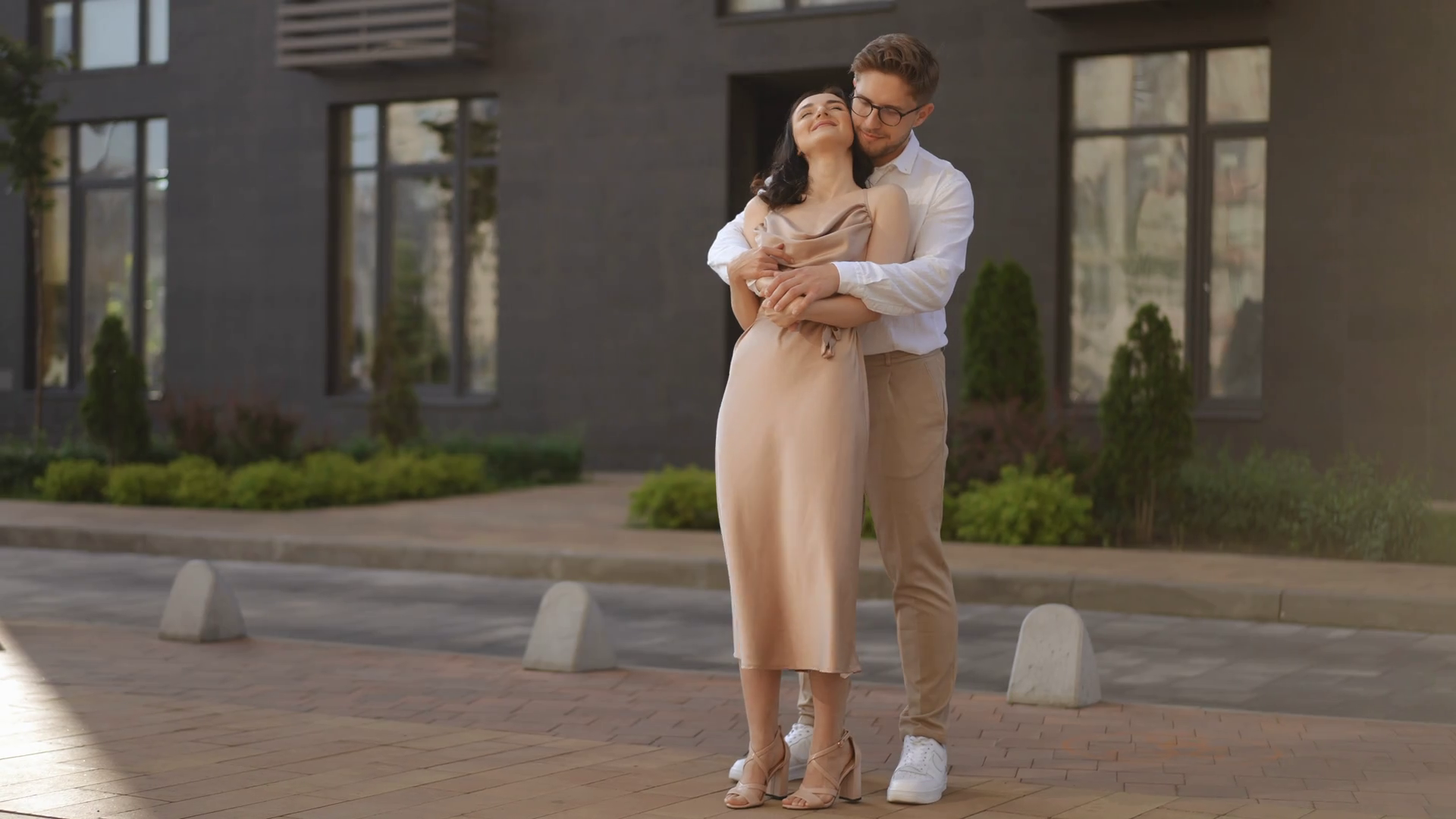 Slow Motion Man Hugs Woman From Behind Stock Footage SBV-348706545 ...
