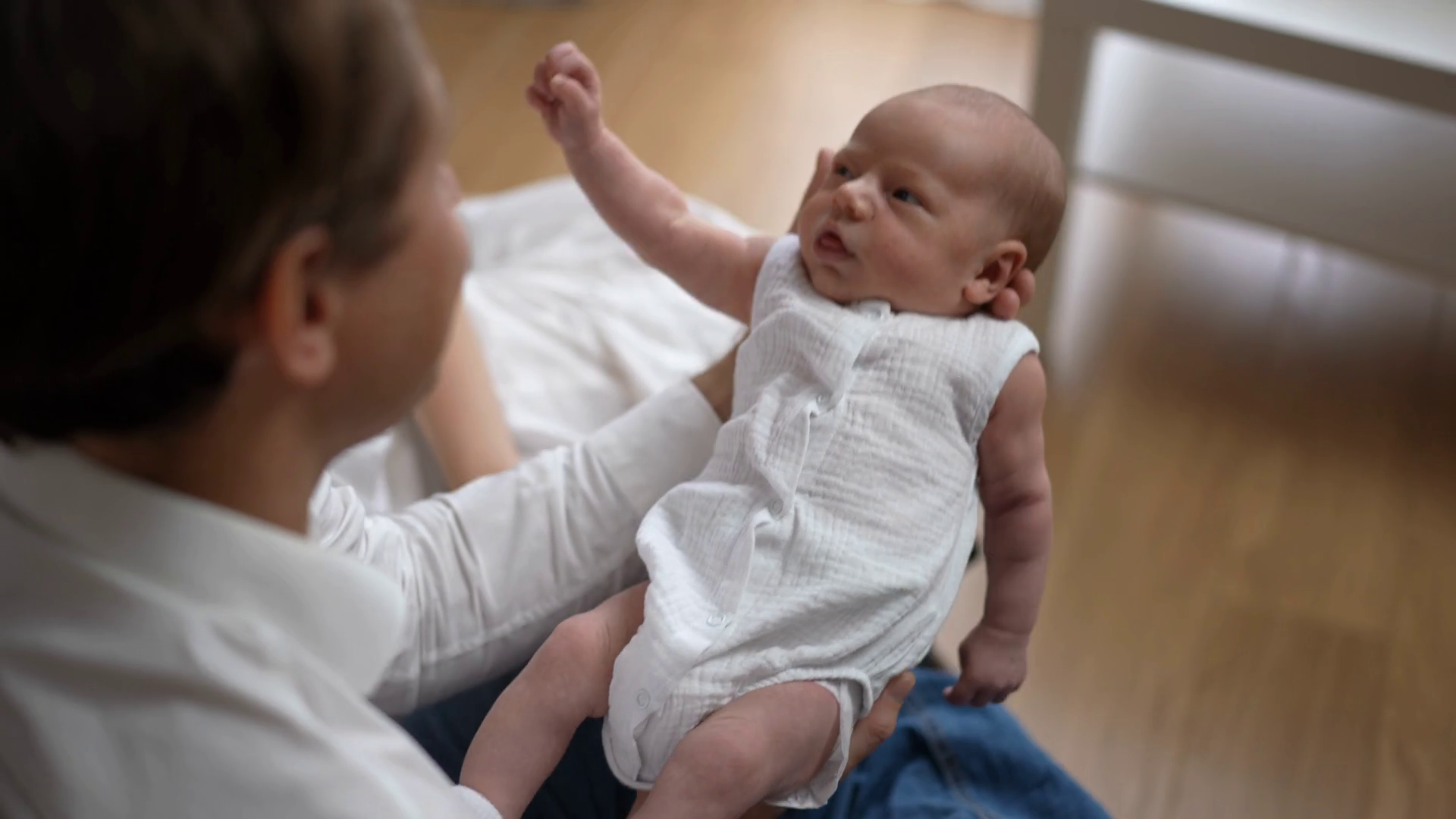 Newborn Caucasian Infant Shaking In Slow Stock Footage SBV-346769307 ...