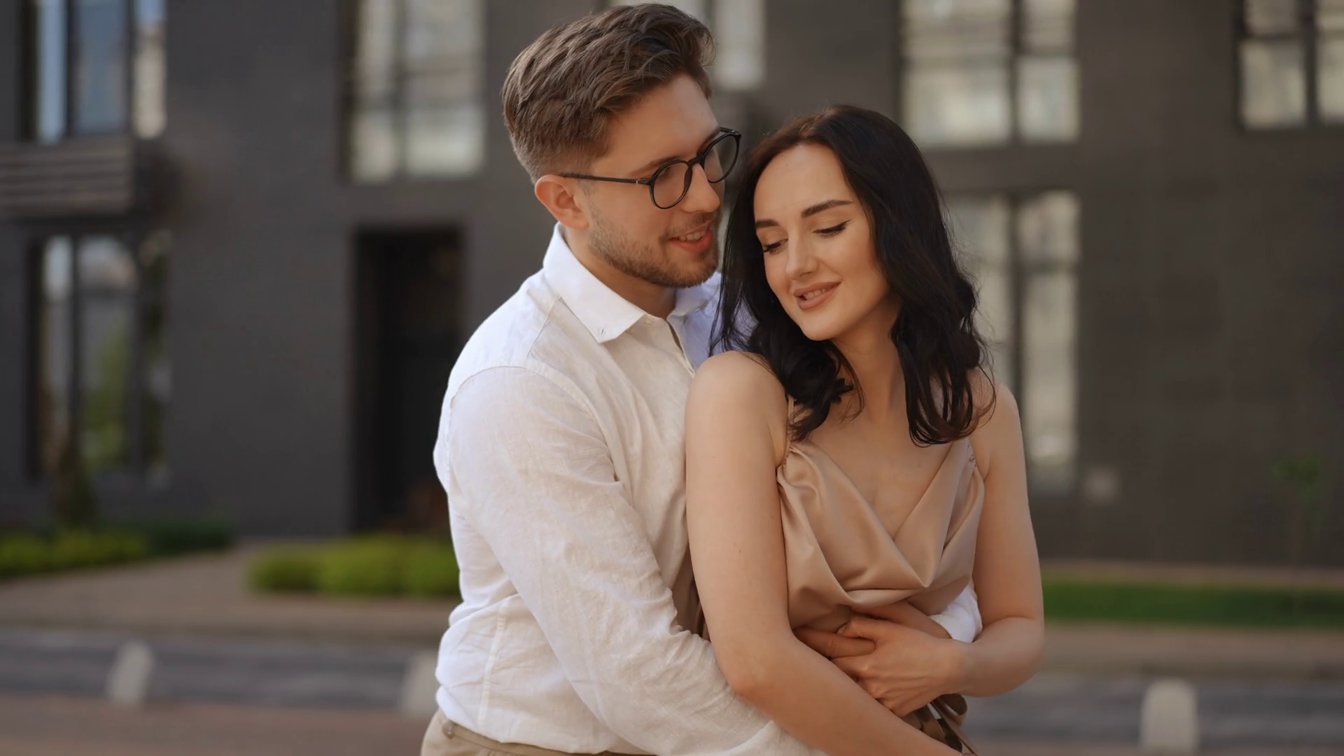 Slow Motion Man Hugs Woman From Behind With Stock Footage SBV-348706558 ...