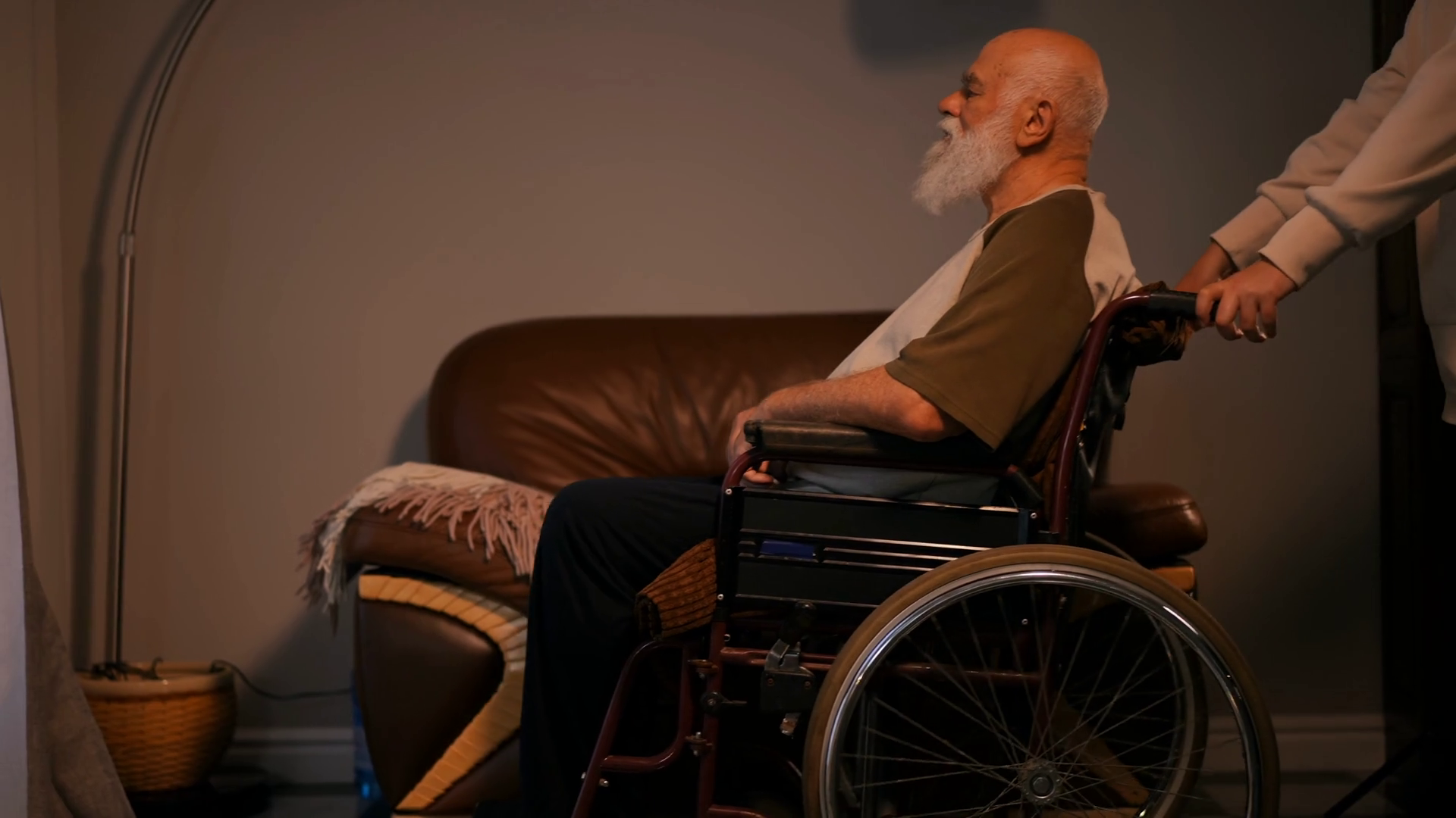 An Elderly Disabled Man Sitting In Stock Footage SBV-348774655 ...