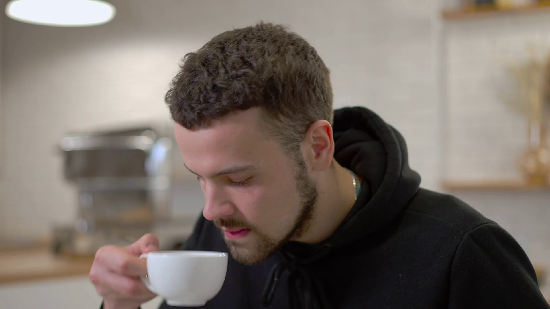 Close-up Man Drinking Untasty Coffee Stock Footage SBV-347747478 ...
