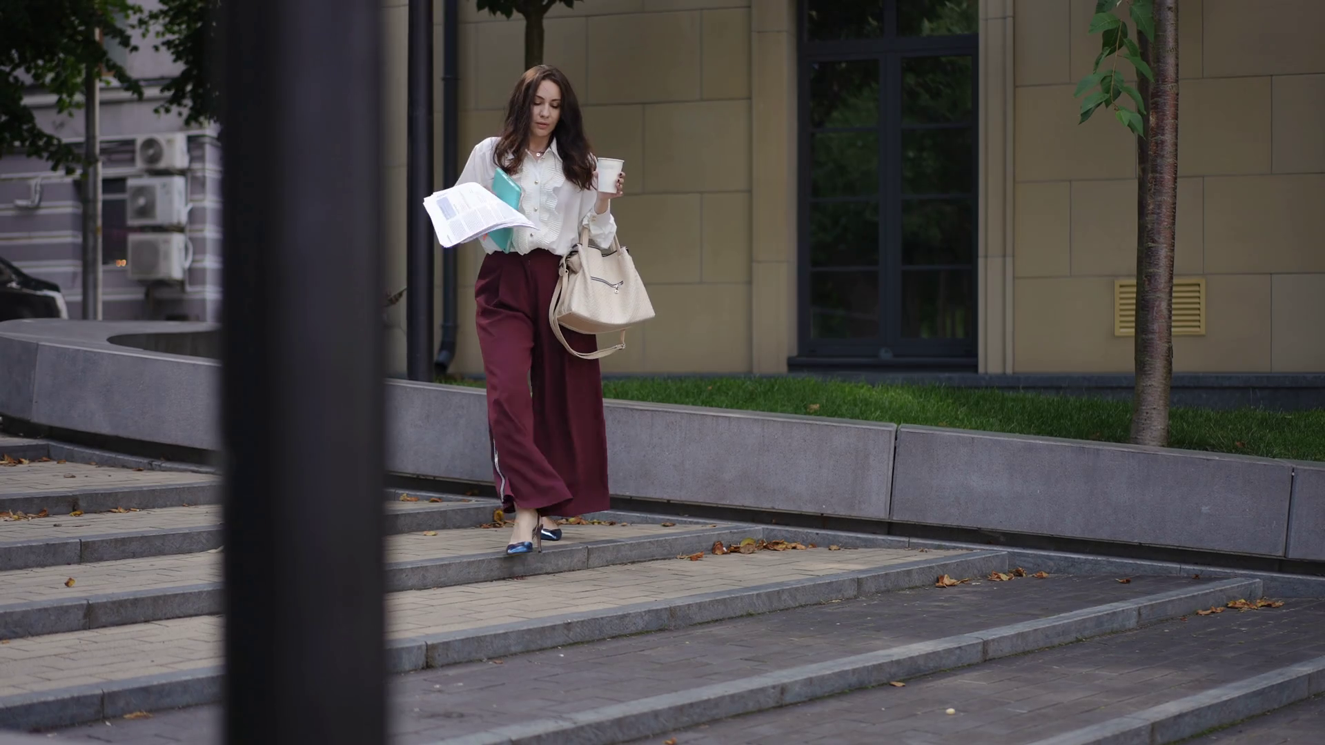 A Woman Dropped Papers From Hands Glass Of Stock Footage SBV-348743688 ...