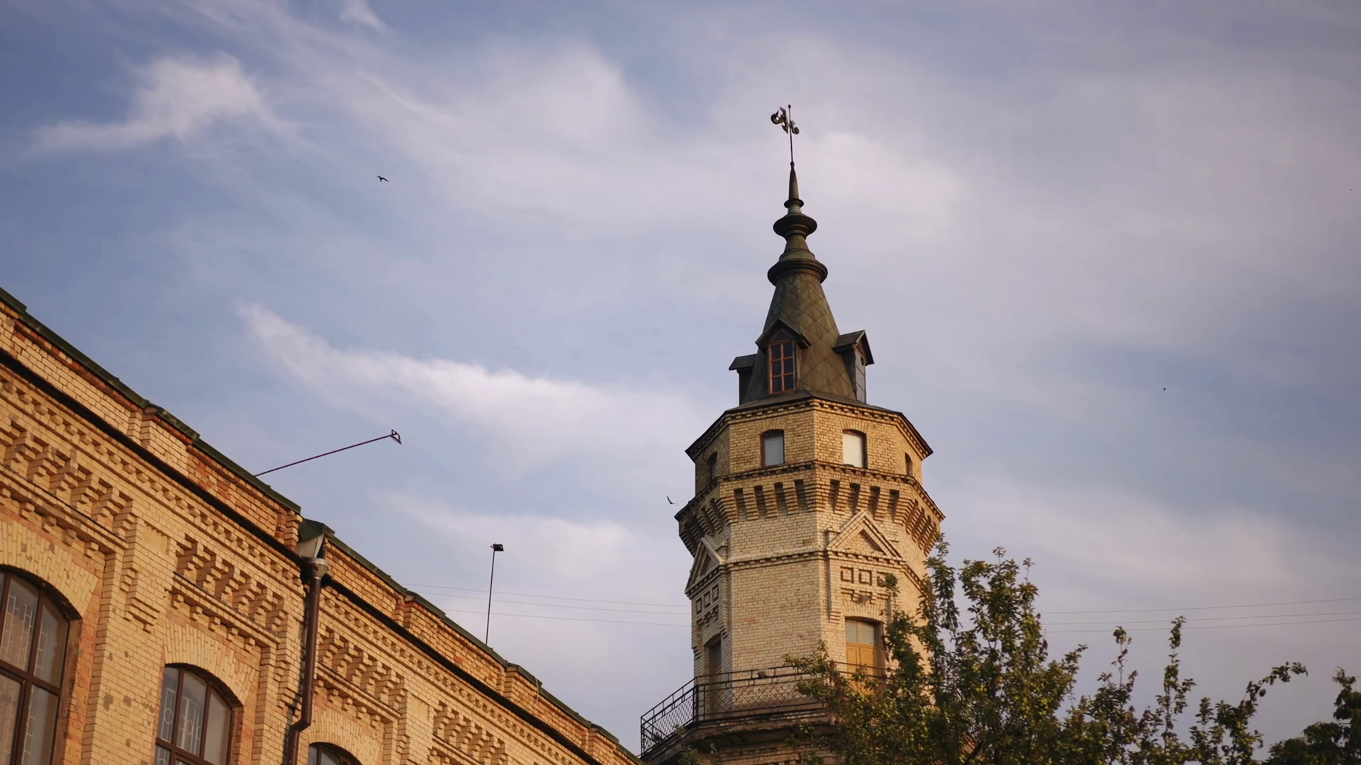 An Ancient Building With Turret Weather Vane Stock Footage SBV ...