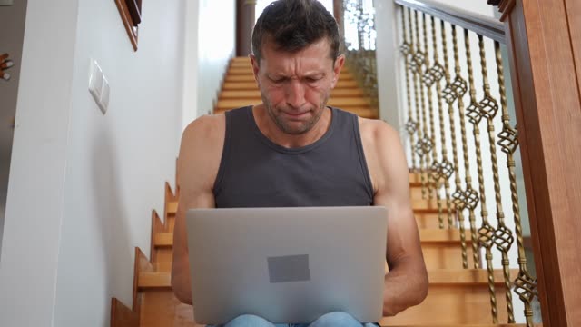 Angry Man Typing On Laptop Stock Footage: Royalty-Free Video Clips ...