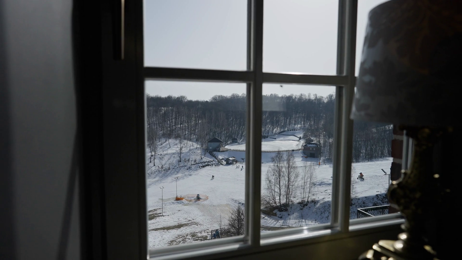 View From Window At Winter Landscape With Stock Footage SBV-346629284 ...