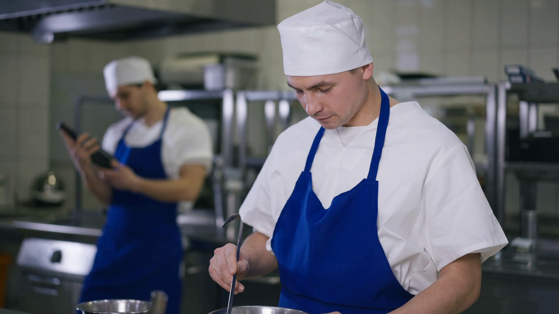 Cook Tasting Soup In Slow Motion With Ladle Stock Footage SBV-346751690 ...