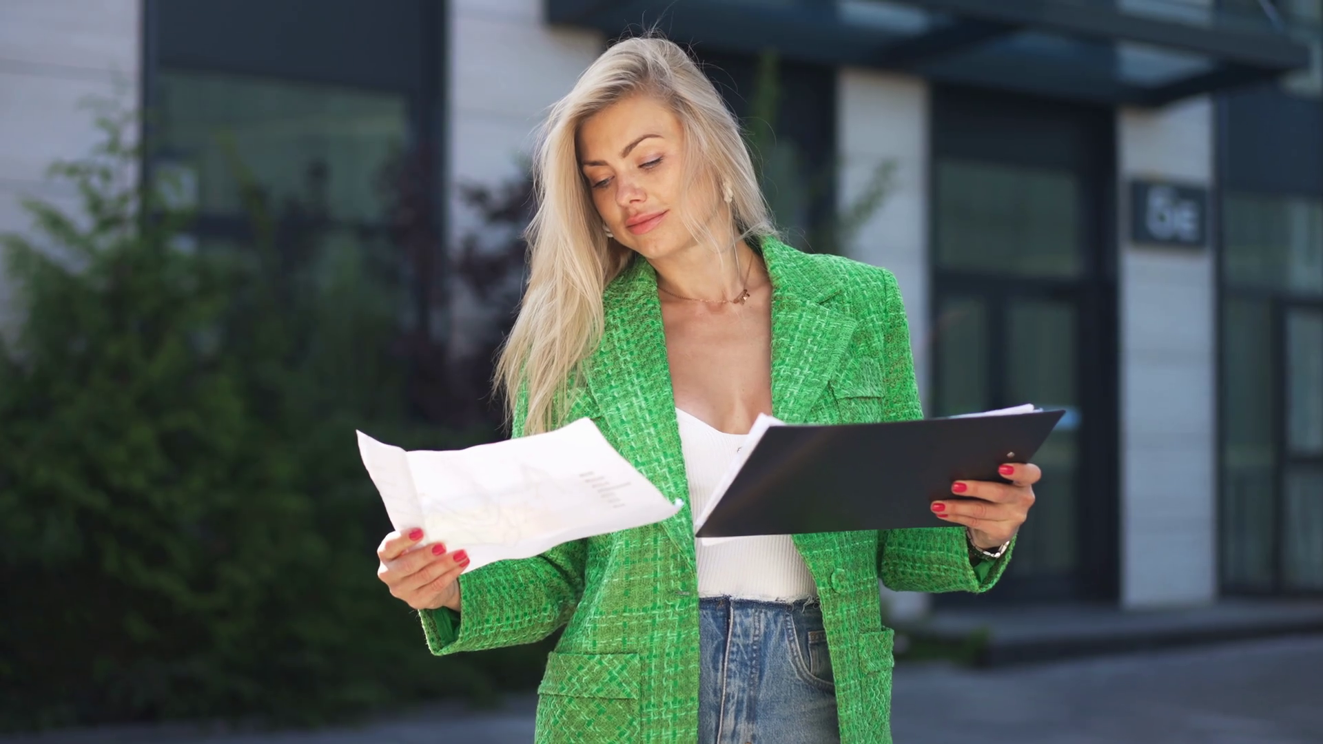 Busy Businesswoman Analyzing Graphs Standing Stock Footage SBV ...