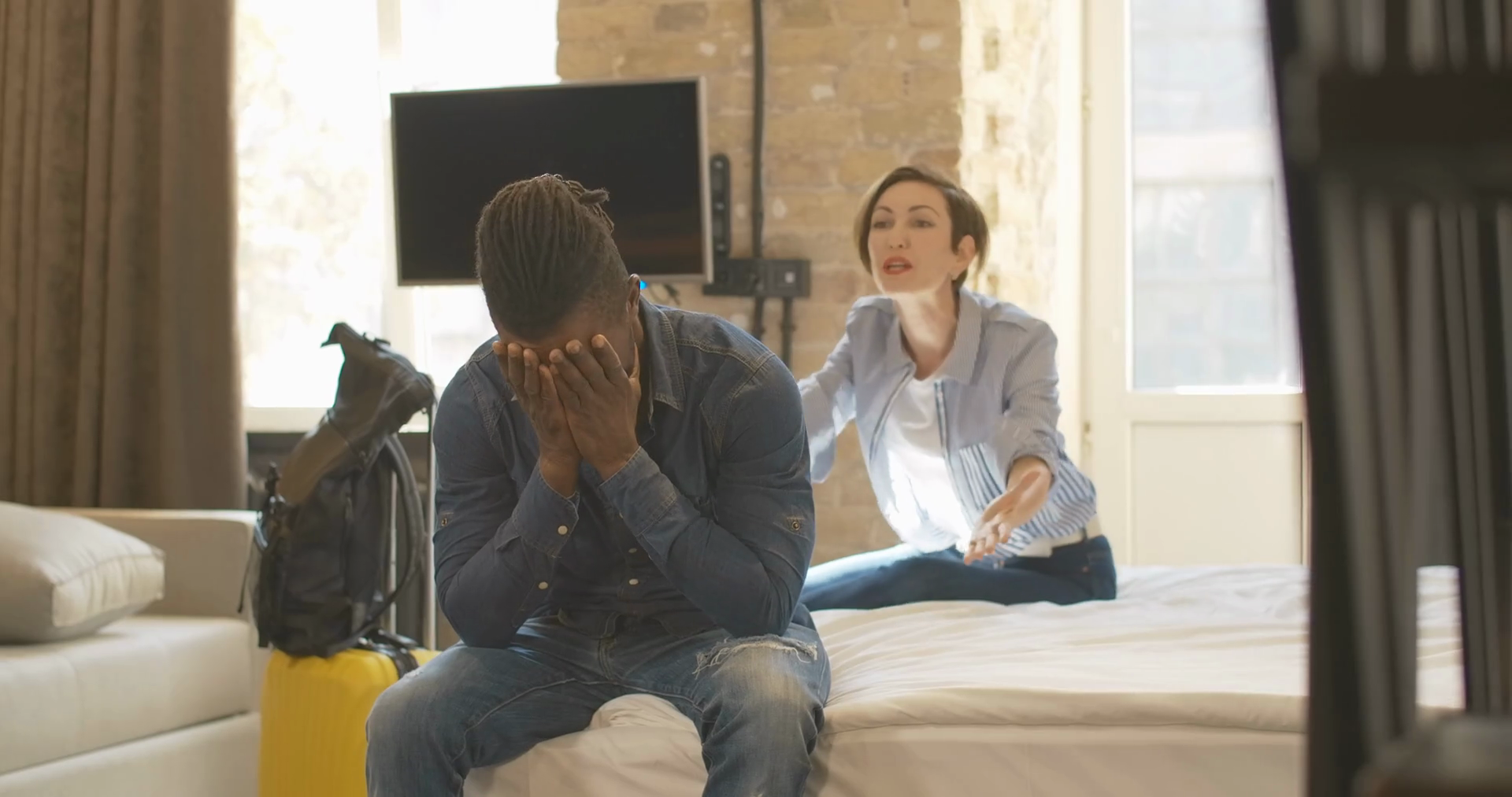 Interracial Couple Arguing During Trip Stock Footage SBV-338793803 ...