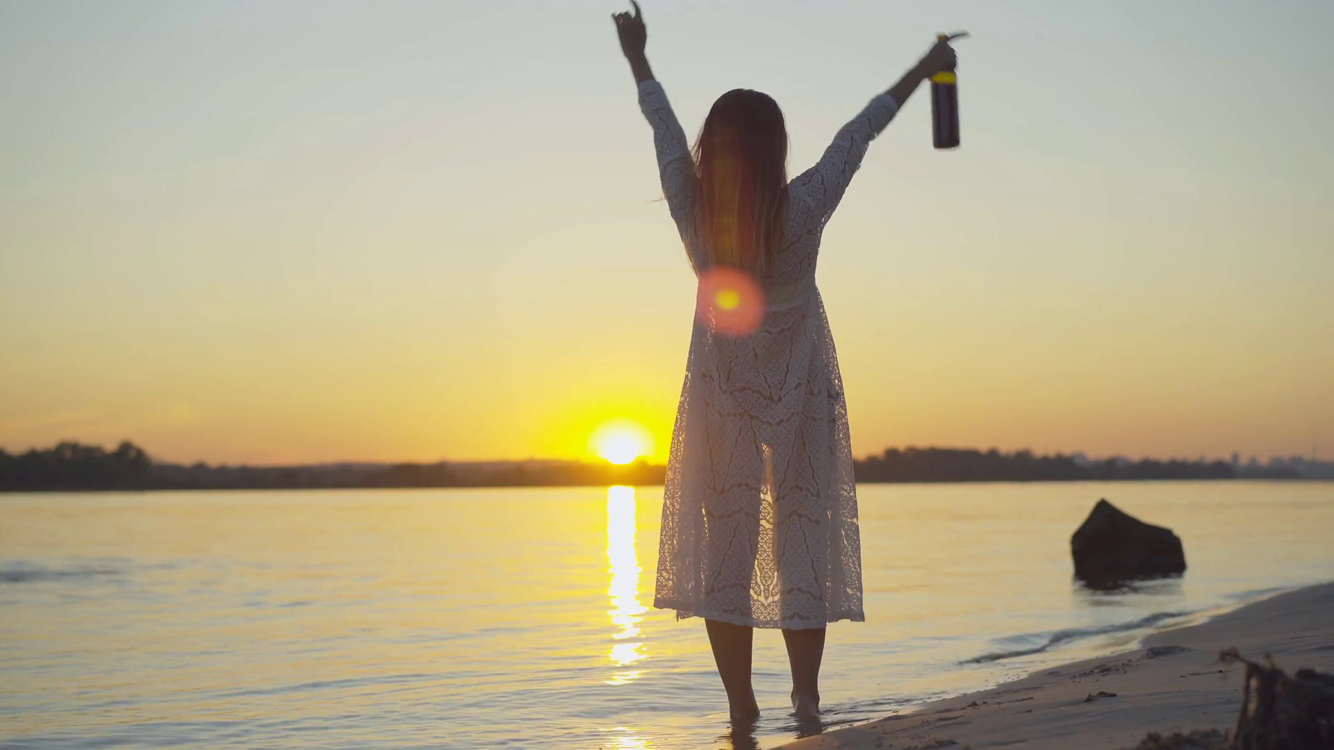 Relaxed Tourist Enjoying Sunset On Beach Stock Footage SBV-338642251 ...