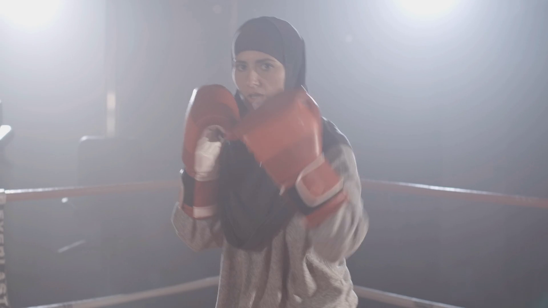 Talented Female Boxer In Hijab Showcasing Stock Footage SBV-338551096 ...