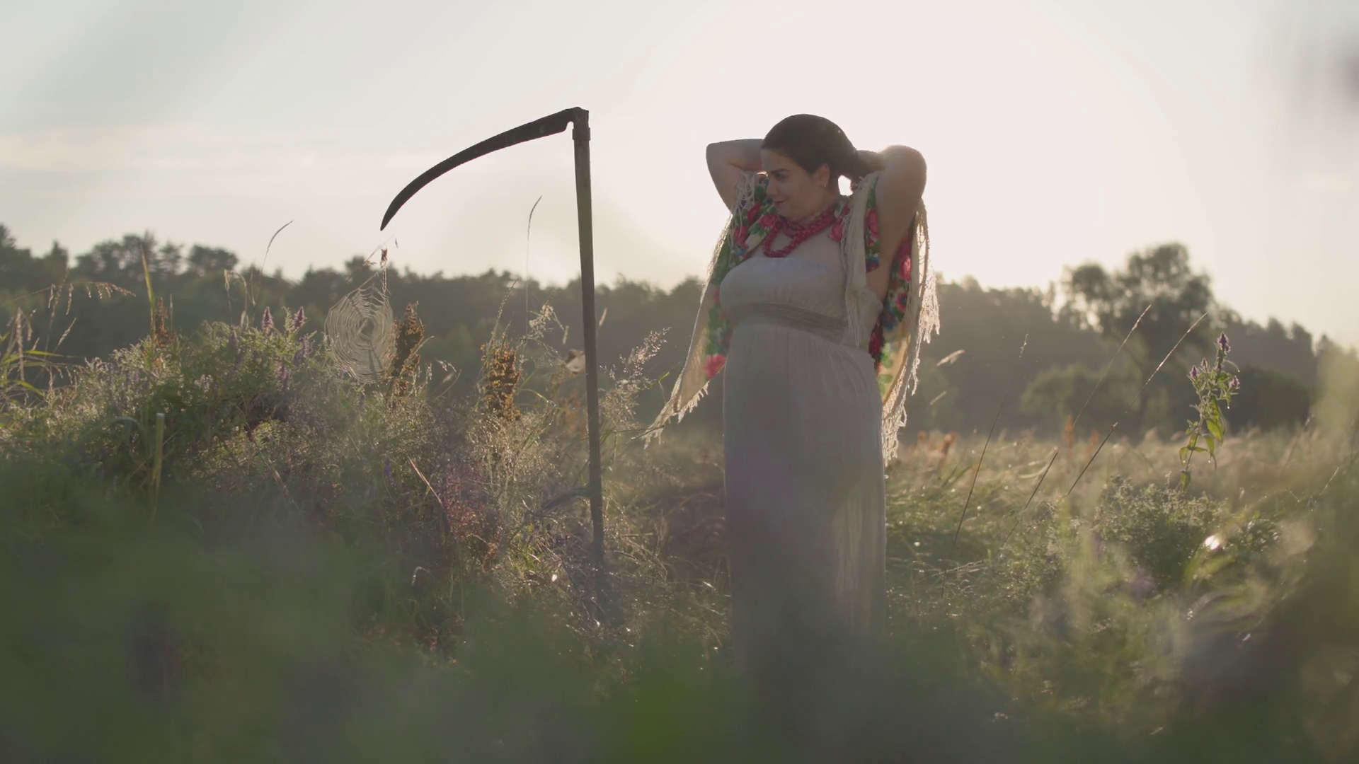 Scythe Braiding In Sunlight On Green Field Stock Footage SBV-336672921 ...
