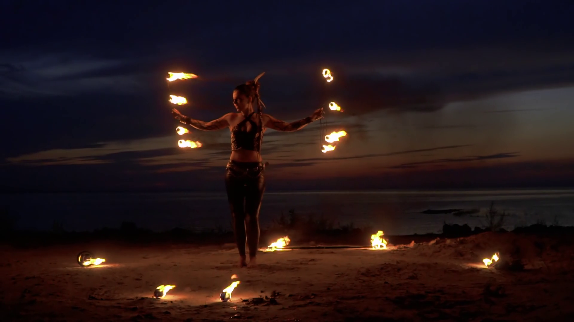 Talented Performer Showcases Fire Act At Stock Footage SBV-327429962 ...