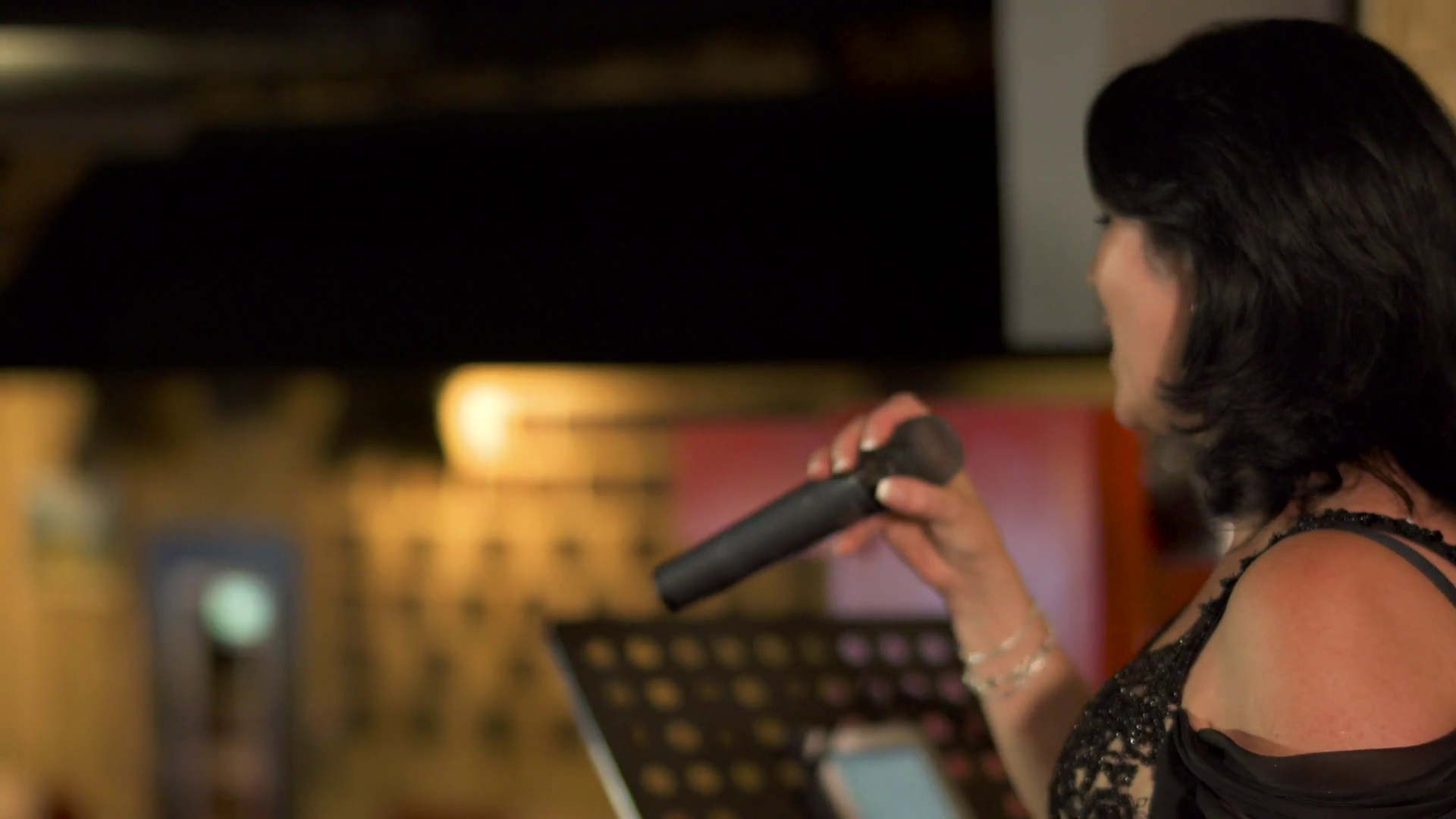 Beautiful Woman Singing At Restaurant Stock Footage SBV-325507964 ...