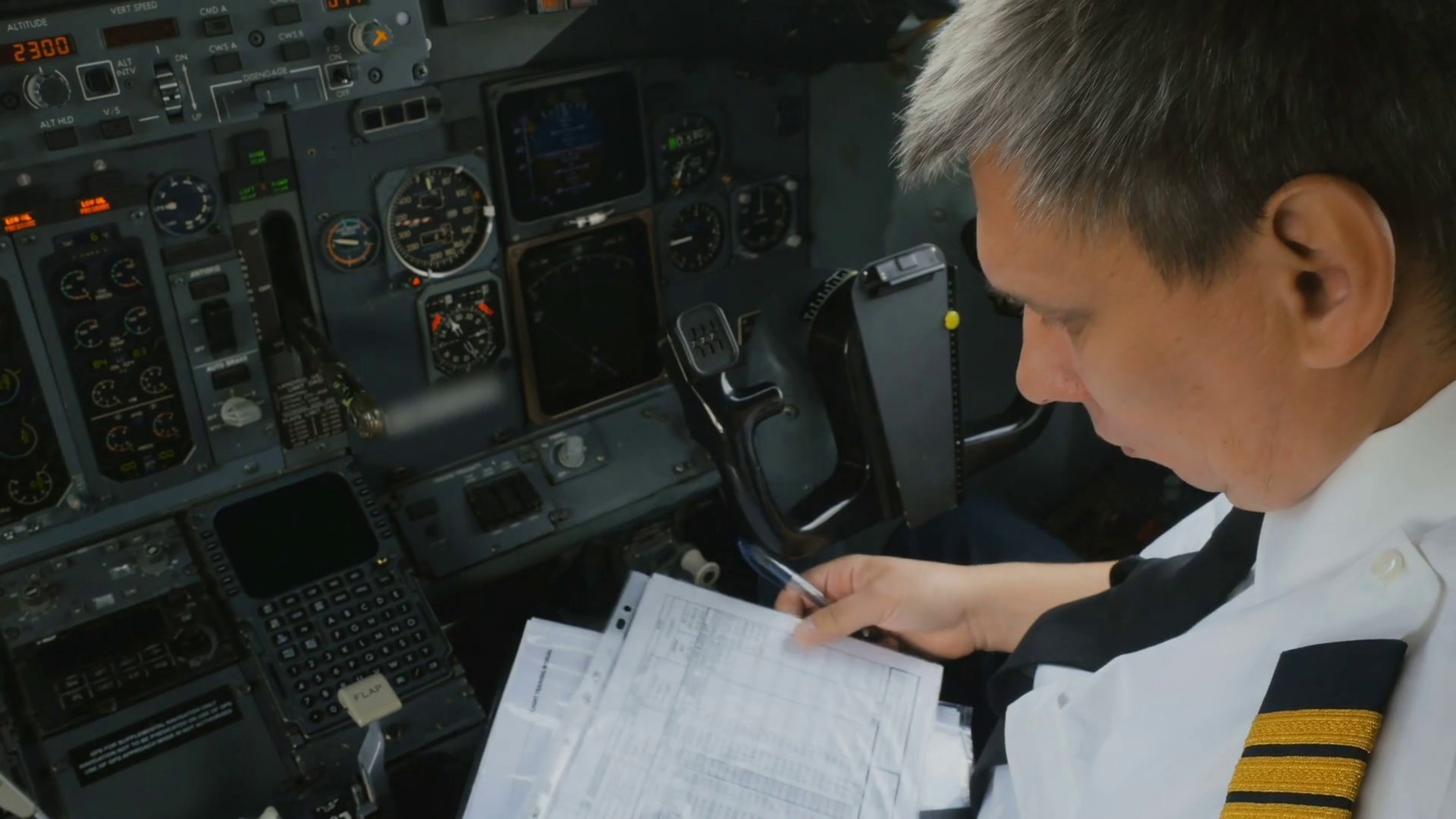 Captain Of Airplane Checks Documents Flight Stock Footage SBV-322389017 ...