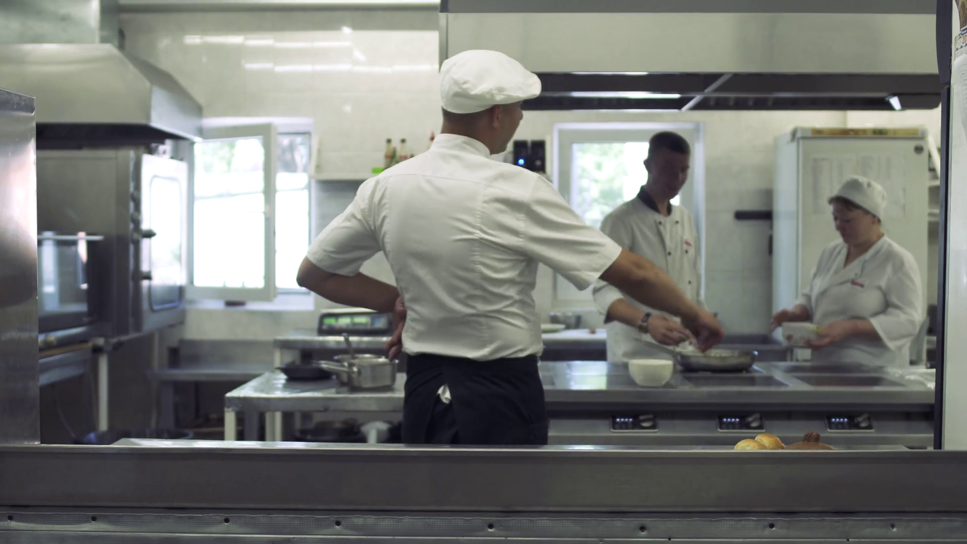 Chef On Kitchen Gives Orders To Staff Stock Footage SBV-325208665 ...