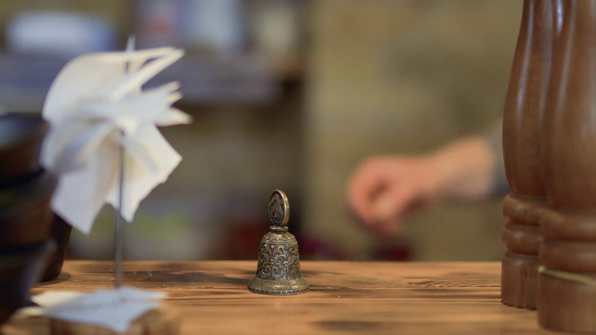 Chef Ringing Bell Calls Waiter In Restaurant Stock Footage SBV ...