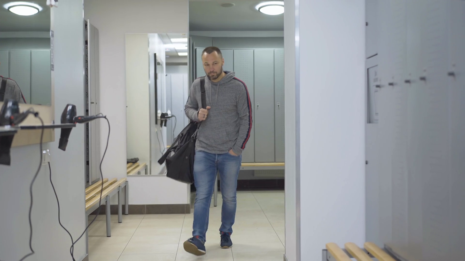 Confident Athletic Man Entering Dressing Stock Footage SBV-338710361 ...