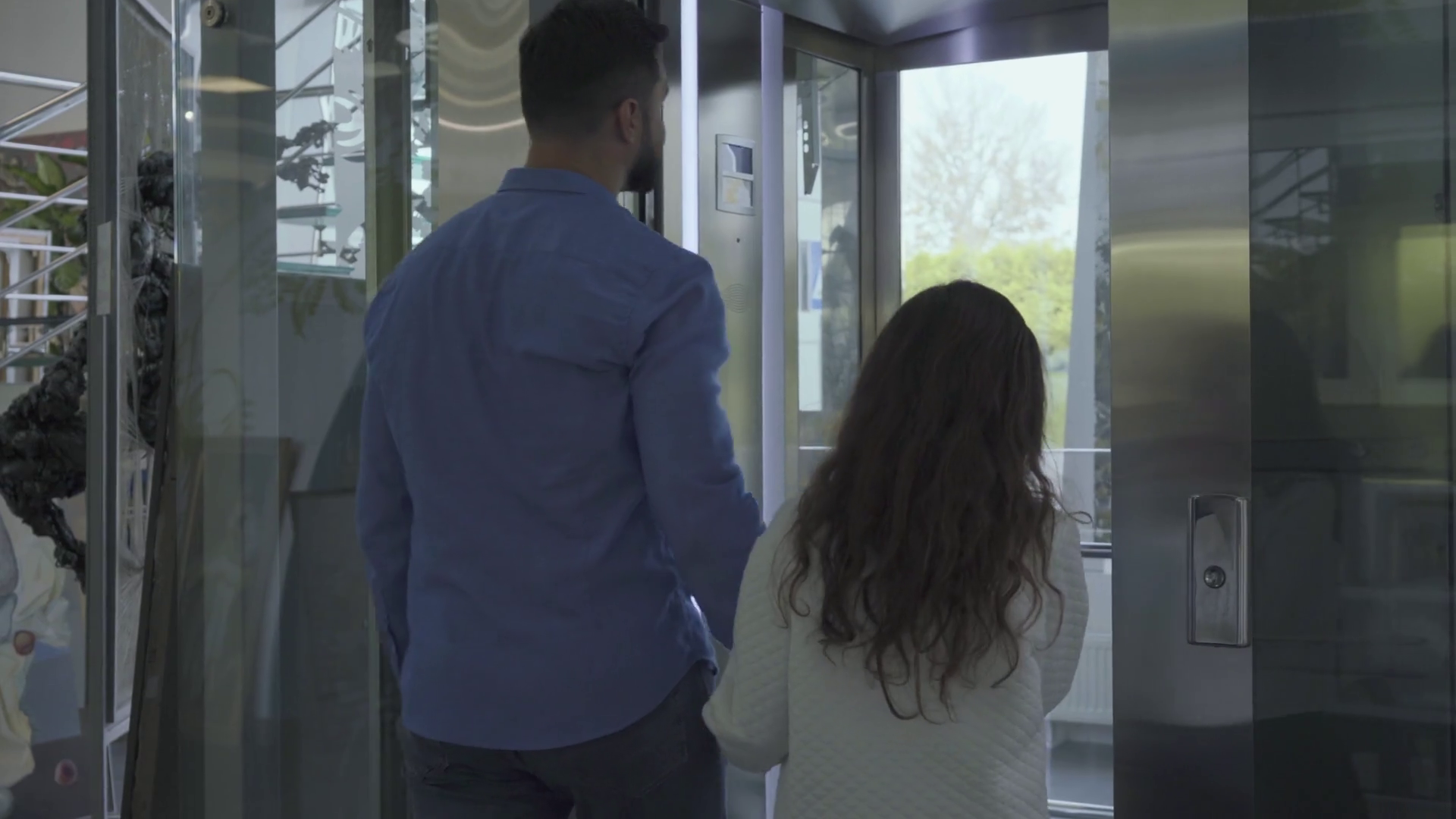 Father Daughter In Glass Elevator Family At Stock Footage SBV-337999823 ...