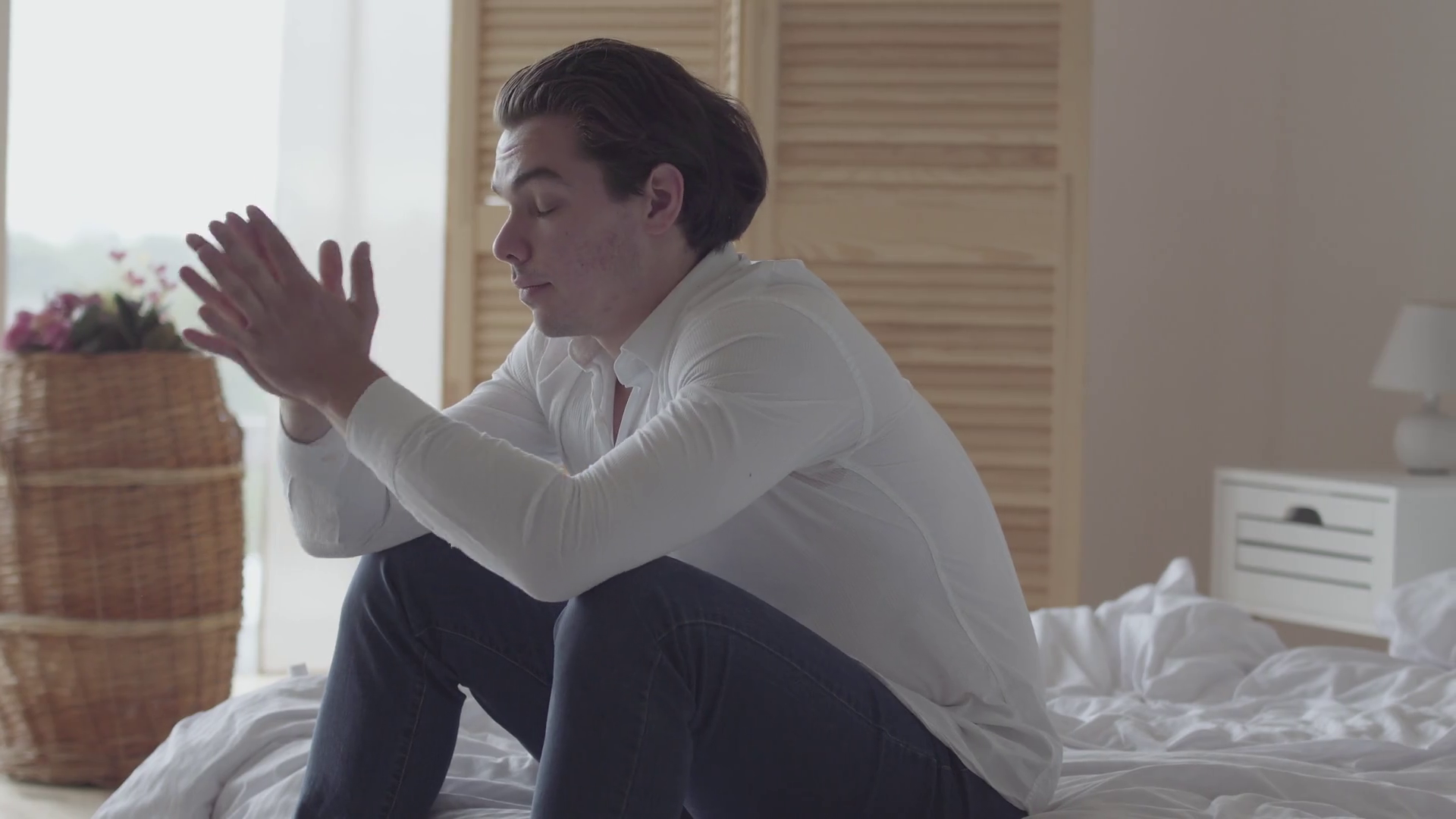 Lonely Young Man Feeling Down In Room Stock Footage SBV-336616479 ...