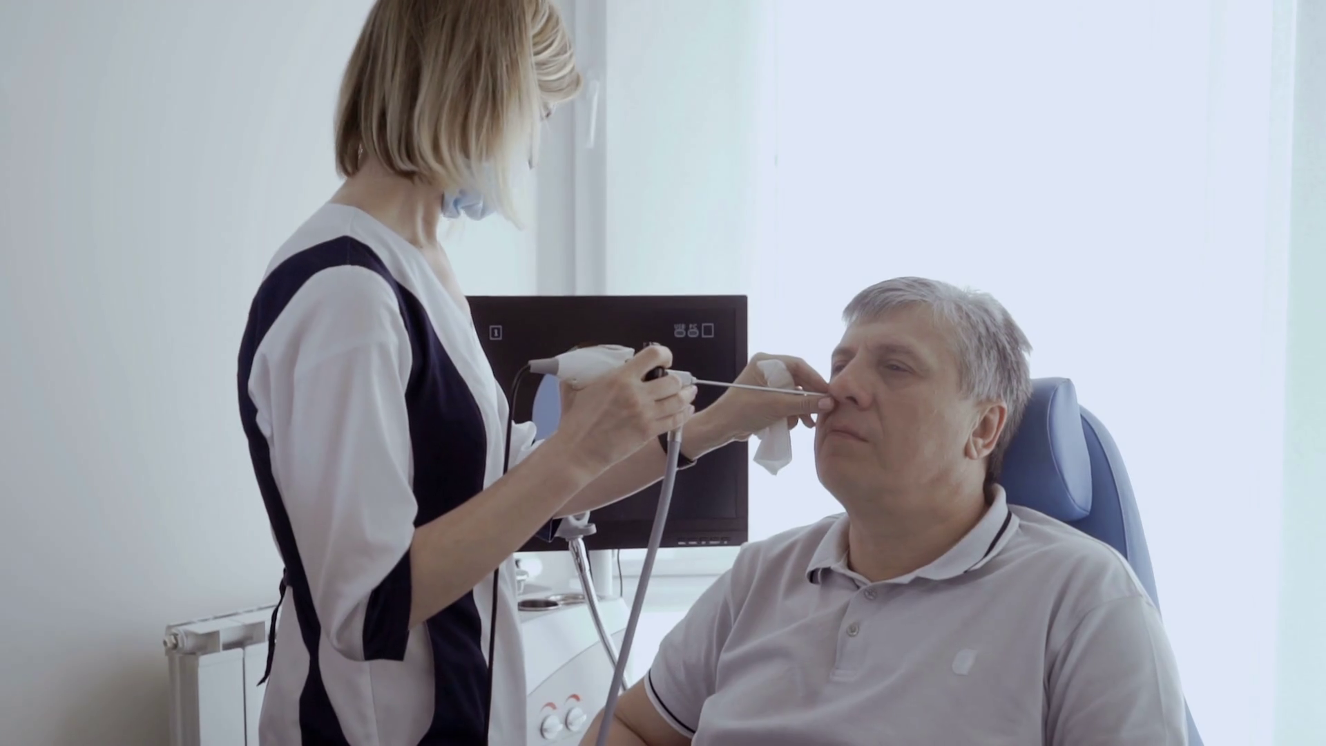 Doctor Examine Nose Od Adult Man With Ent Stock Footage SBV-324180713 ...