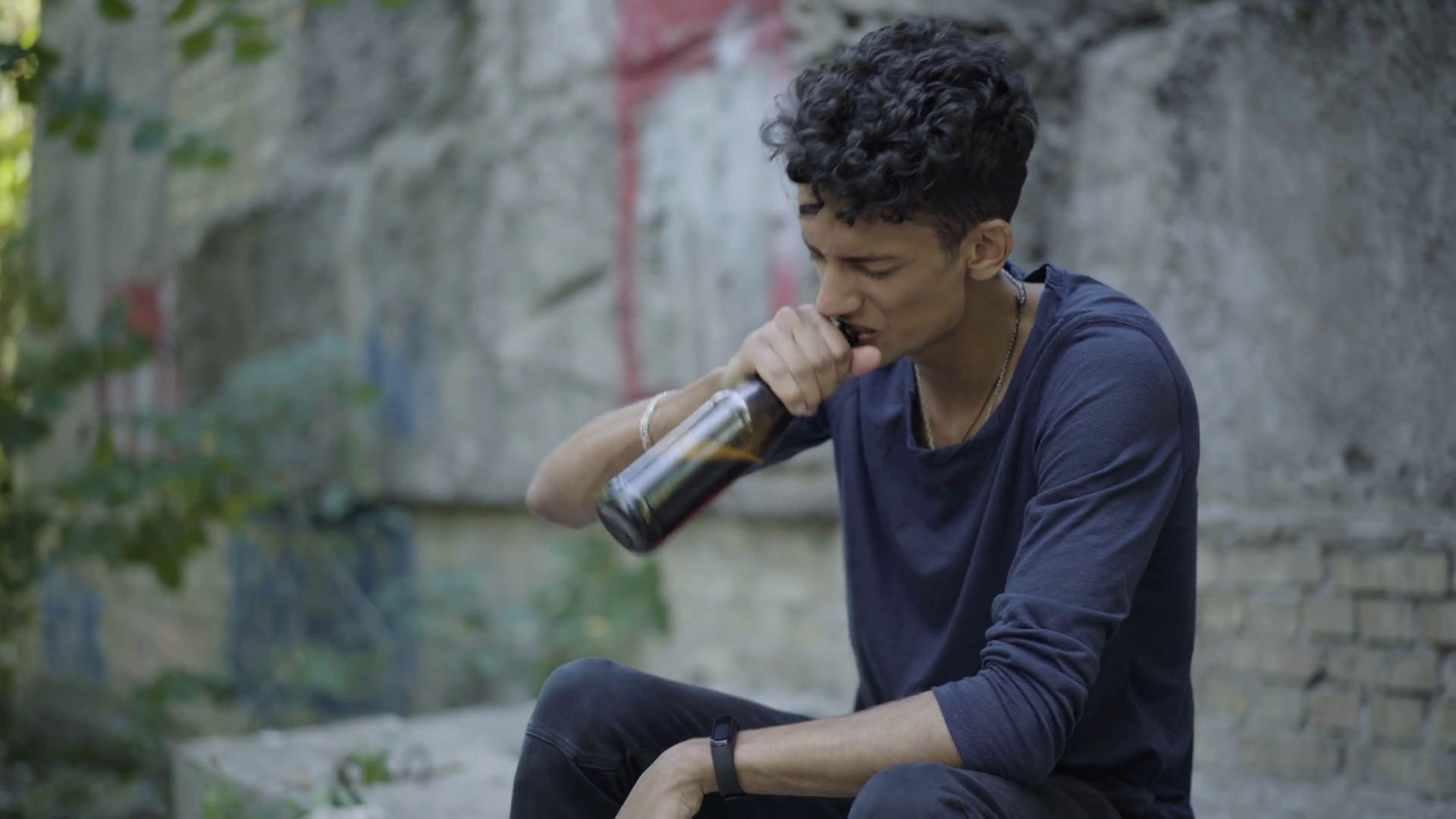 Frustrated Teenage Boy Drinking Beer At Slum Stock Footage SBV ...