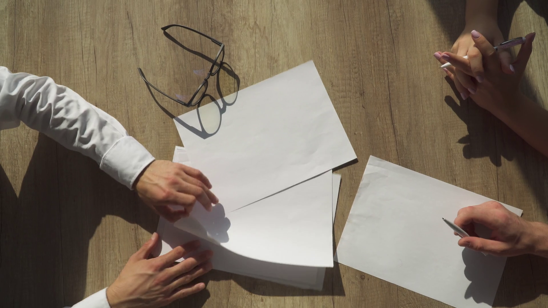 Hands Of Office Workers Work With Paper Stock Footage SBV-328813279 ...