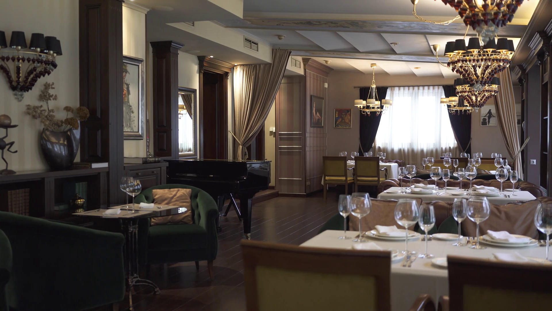 Interior Of Luxury Restaurant With Server Stock Footage SBV-333488151 ...