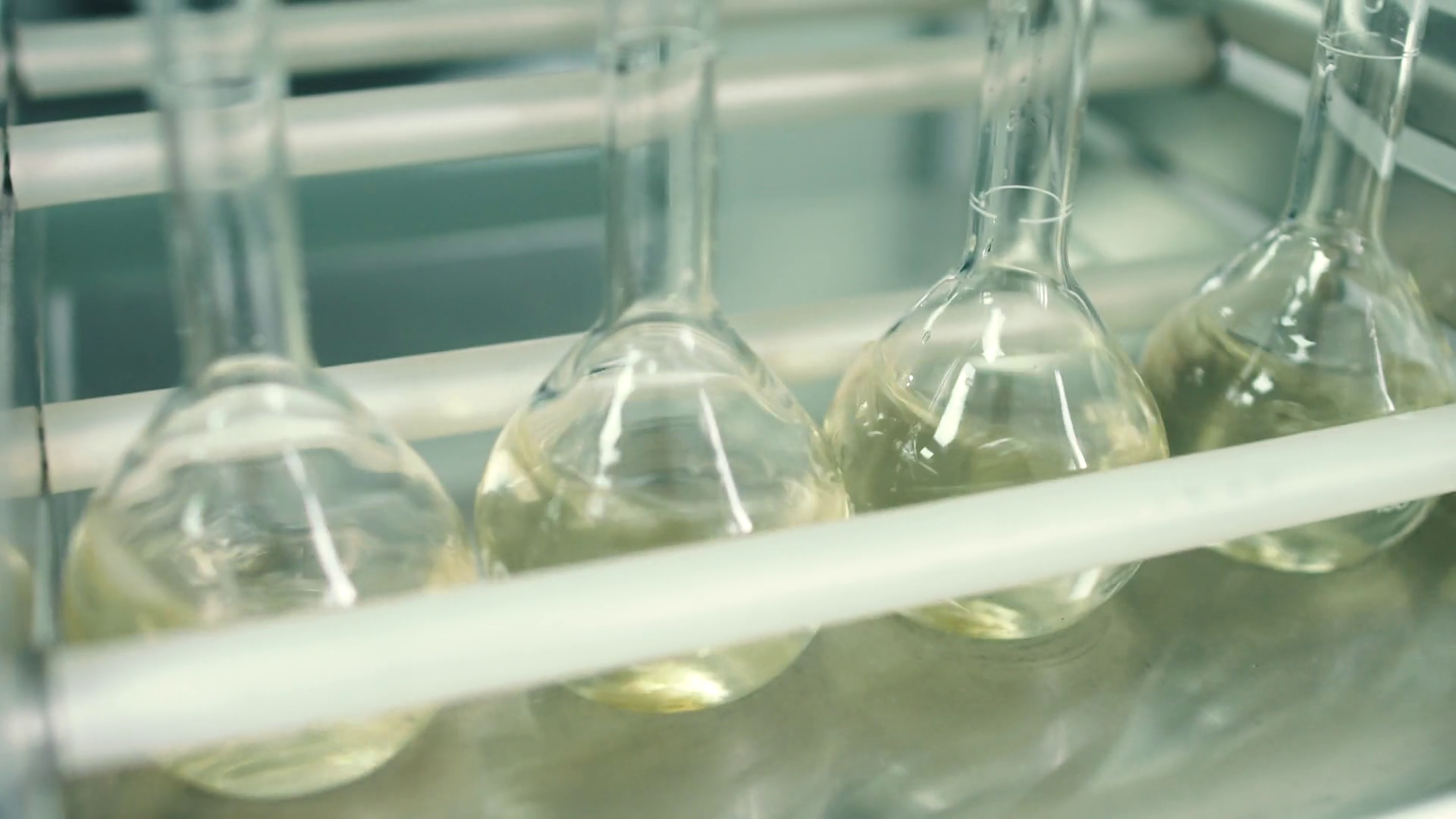 Laboratory Machine Shakes Flasks With Liquid Stock Footage SBV ...