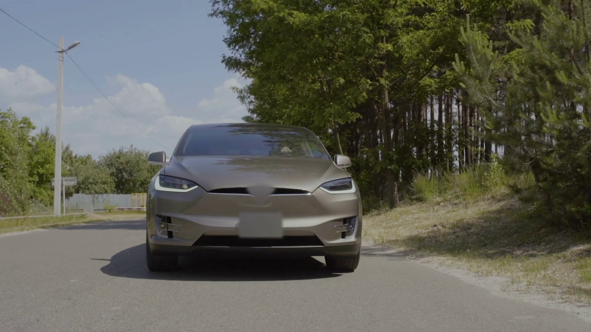 Luxury Rlrctric Car Riding On Road Near Stock Footage SBV-324196412 ...