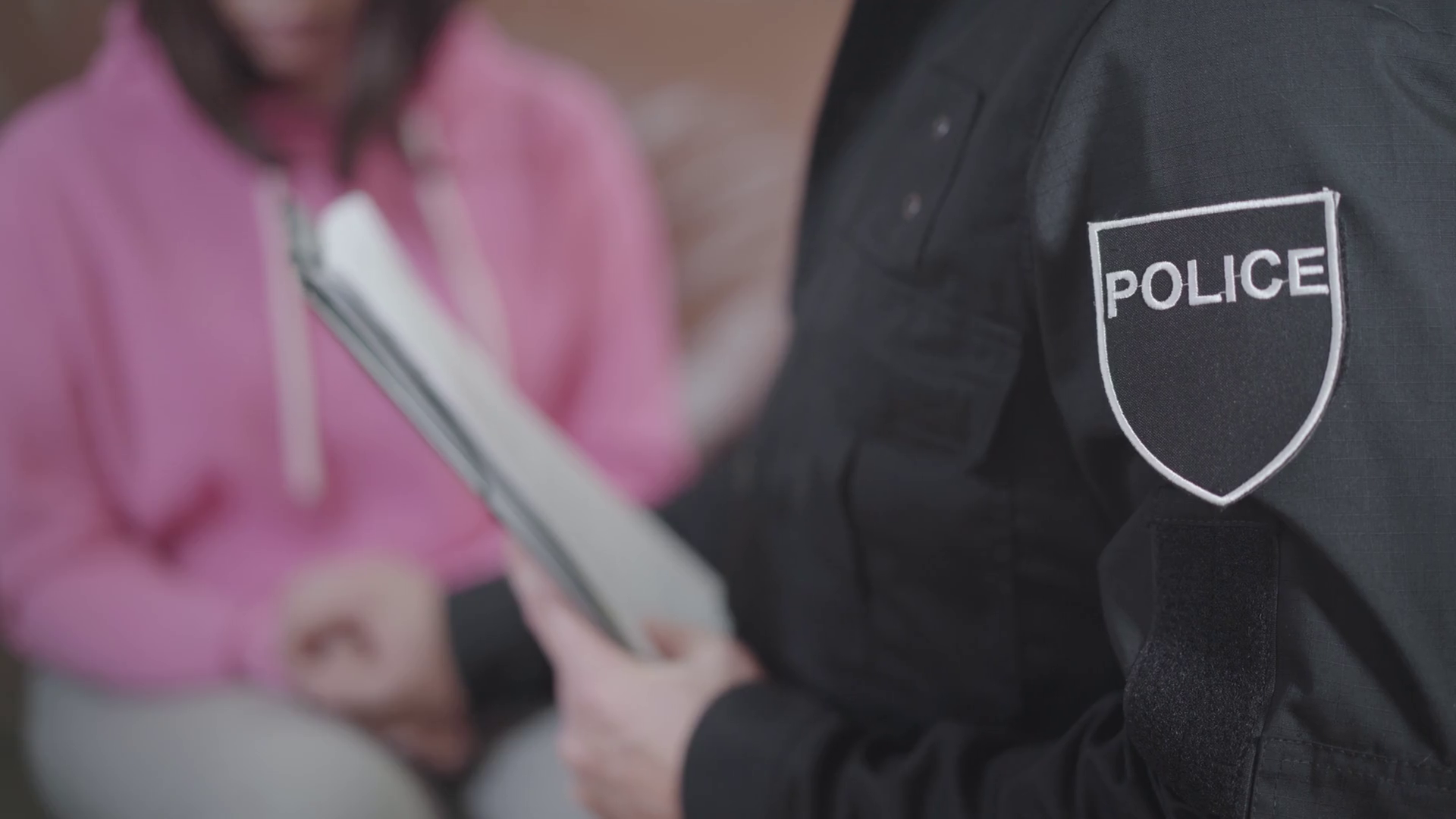 Police Officer Comforting Crime Victim Woman Stock Footage SBV ...