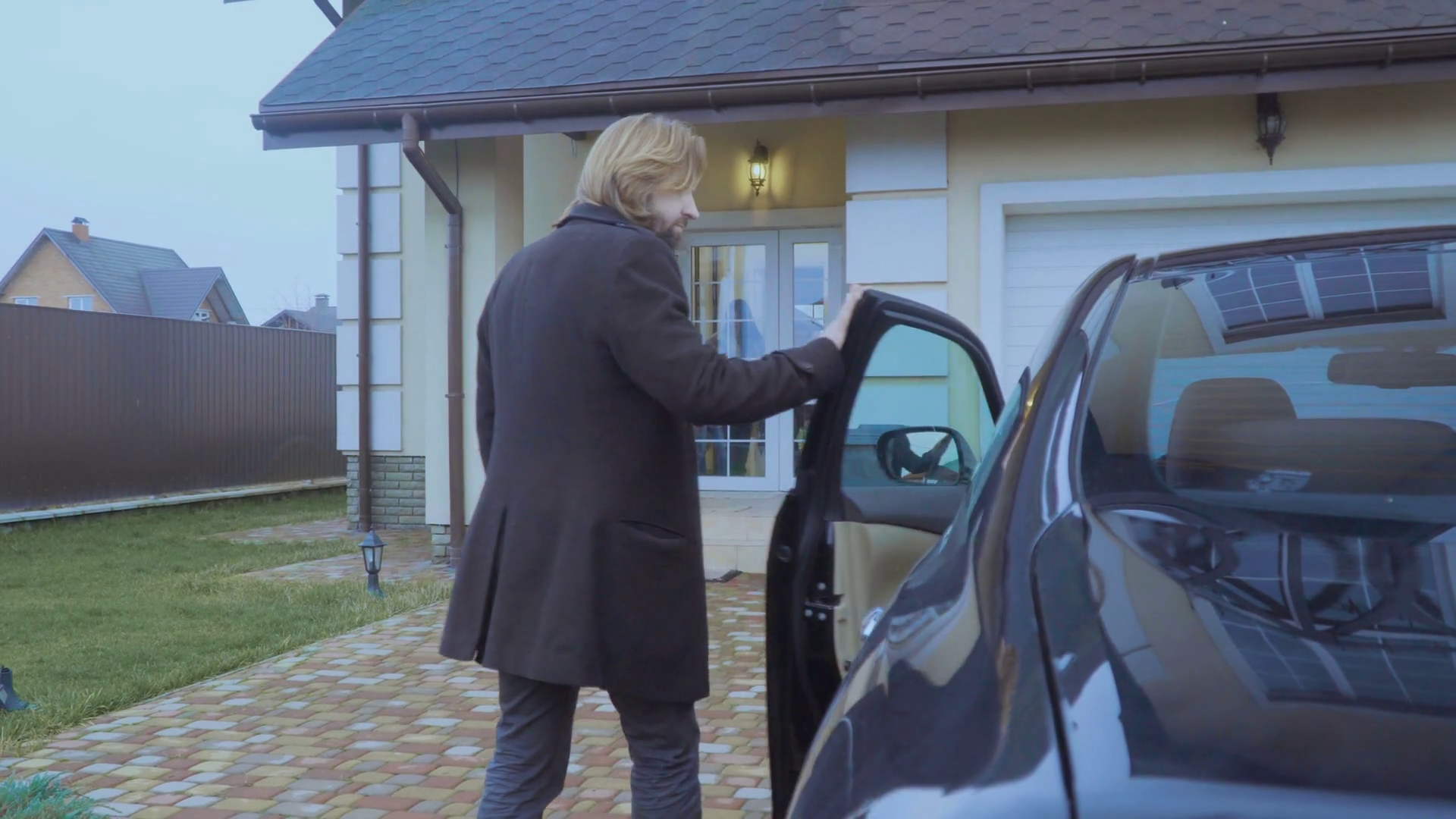 Man Returns To Home Family Meets Near Stock Footage SBV-319834635 ...