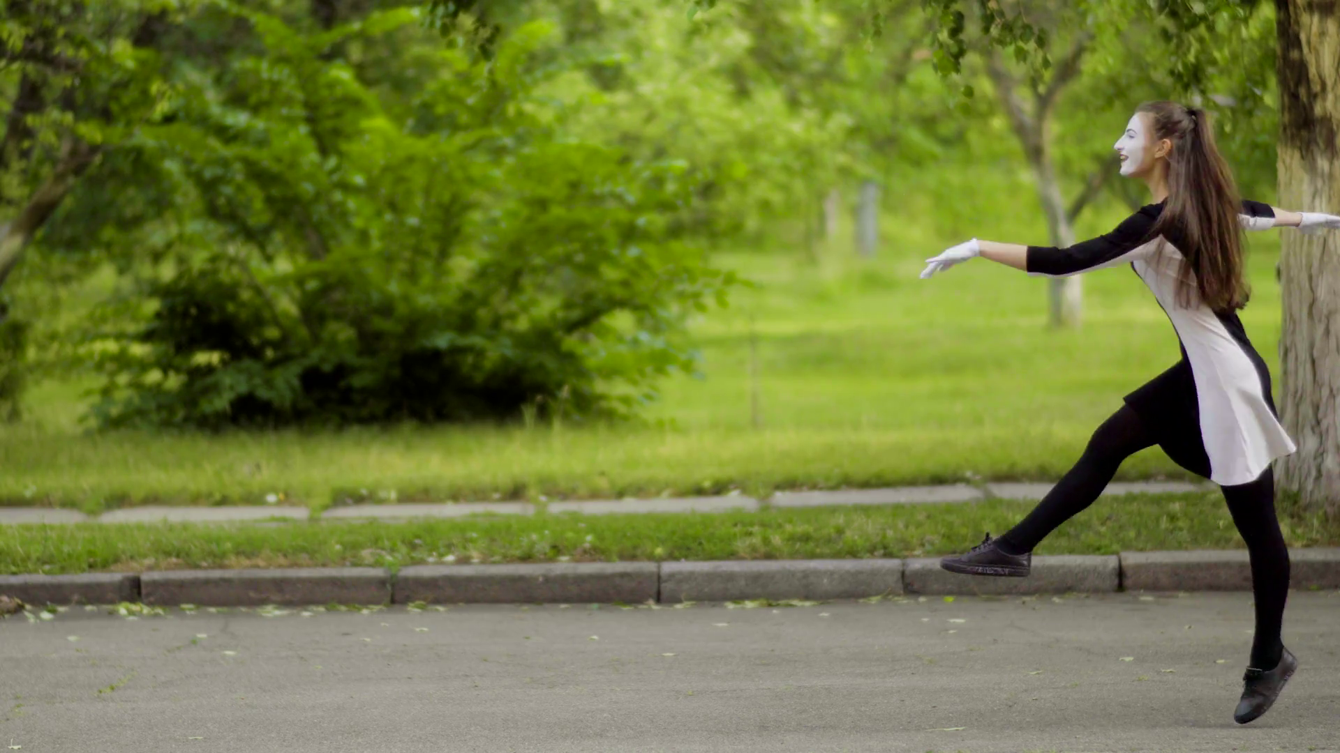 Mimes Do Funny Jumping Walk At Park Stock Footage SBV-325769616 ...