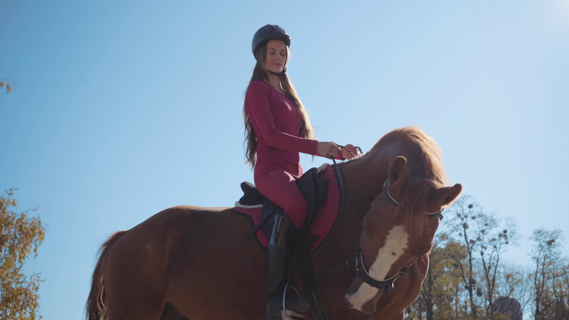 Portrait Of Cute Caucasian Female Equestrian Stock Footage SBV ...