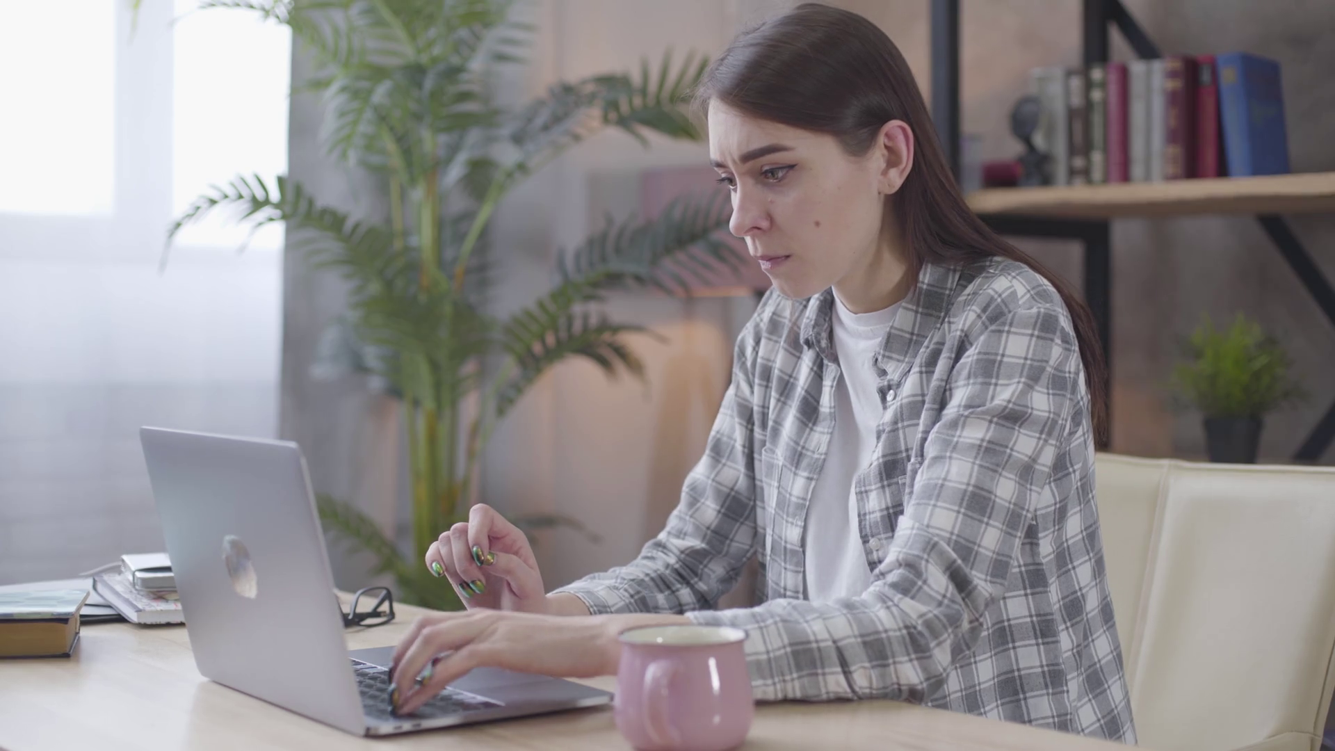 Portrait Of Angry Caucasian Girl Typing On Stock Footage SBV-338075602 ...