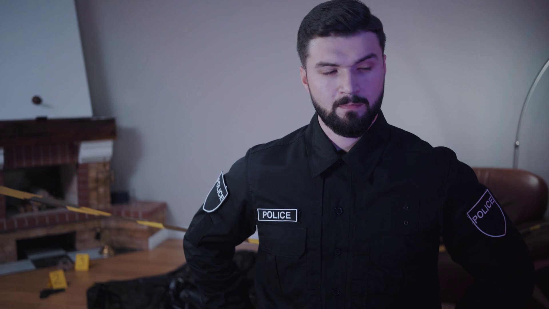 Portrait Of Thoughtful Police Officer At Stock Footage SBV-337986928 ...