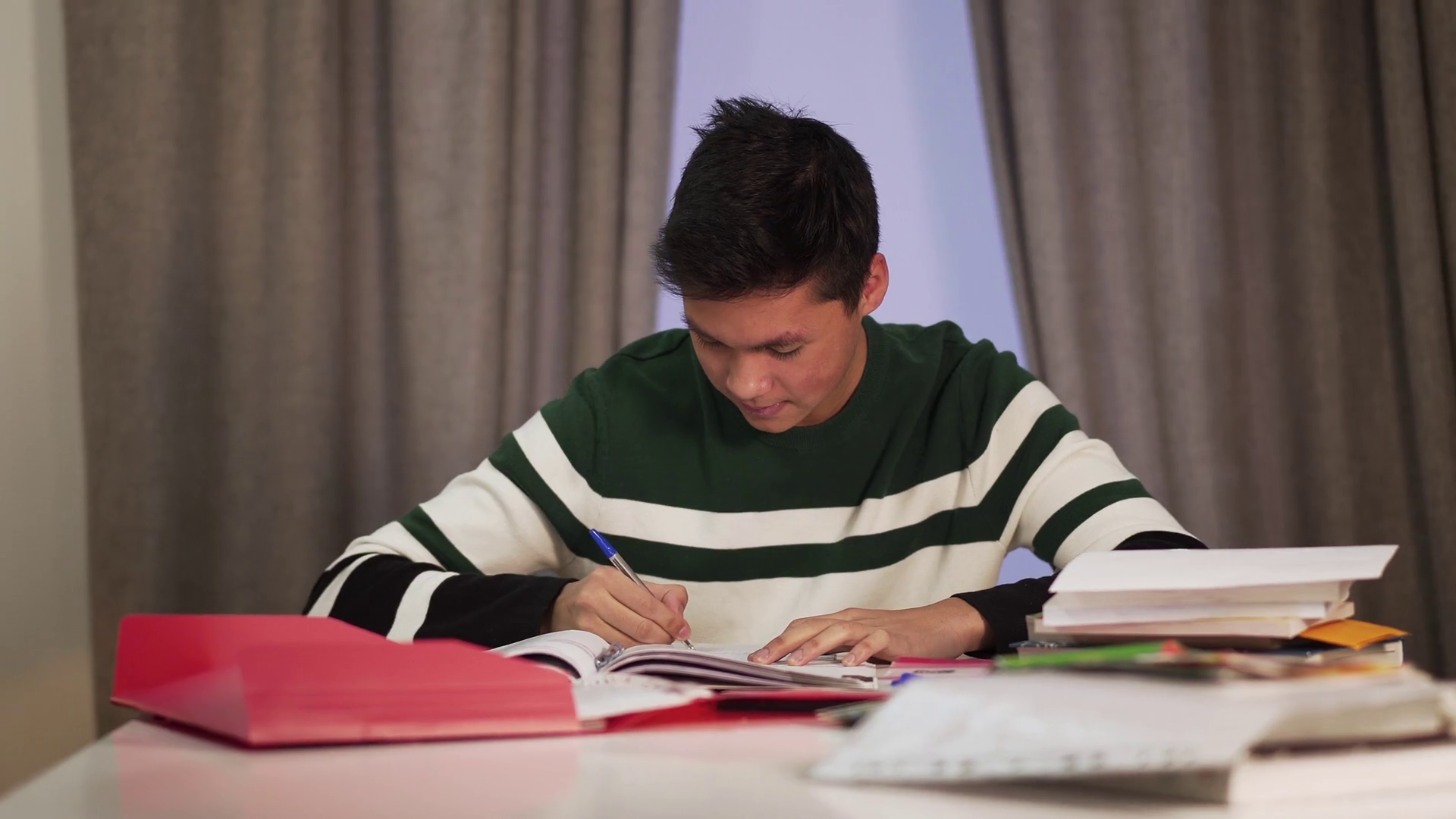 Portrait Of Smart Asian Male Student Doing Stock Footage SBV-338112075 ...