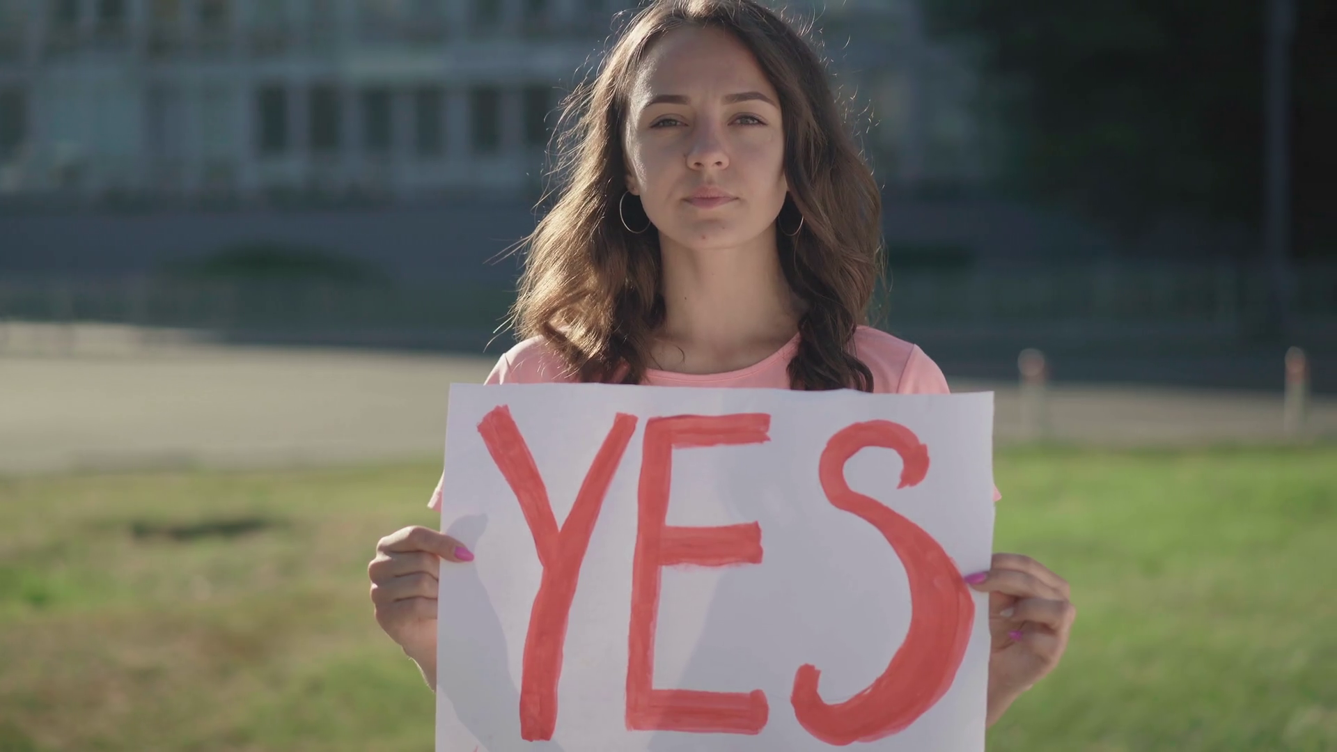 Portrait Of Young Woman Holding Yes Poster Stock Footage SBV-338663347 ...