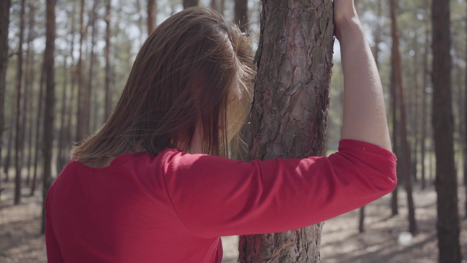 Young Woman In Red Dress Dancing In Forest Stock Footage SBV-334624506 ...