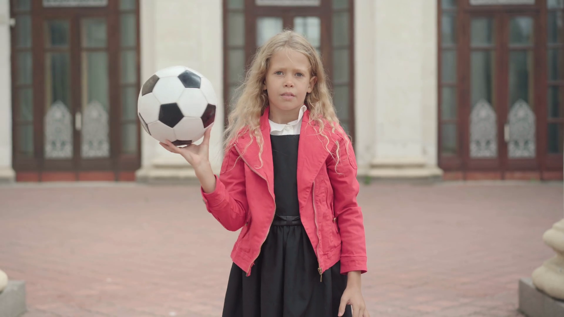 Pretty Blond Caucasian Girl Spinning Ball On Stock Footage SBV ...