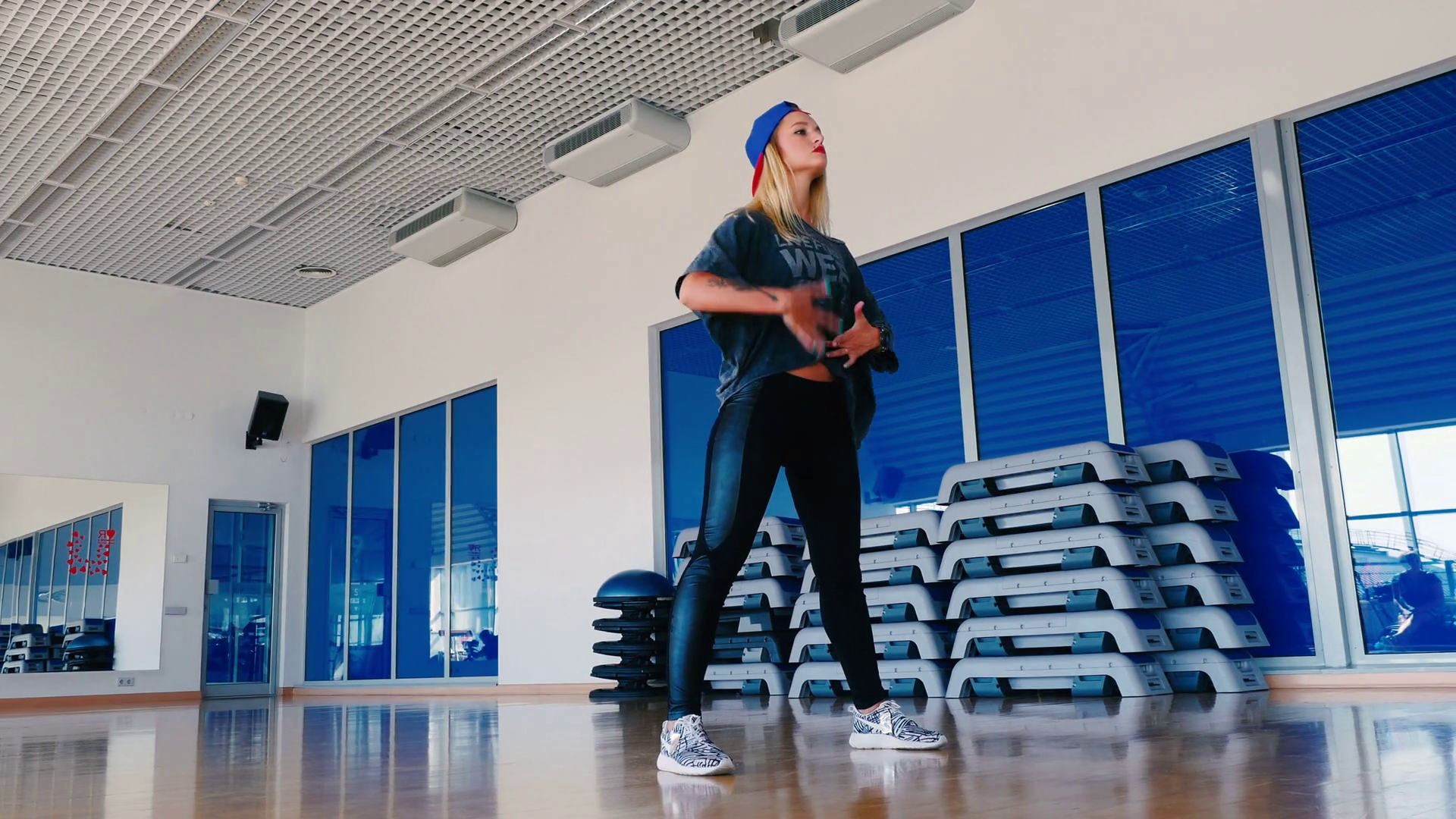 Pretty Girl In Cap Dancing Modern Dance In Stock Footage SBV-313458209 ...