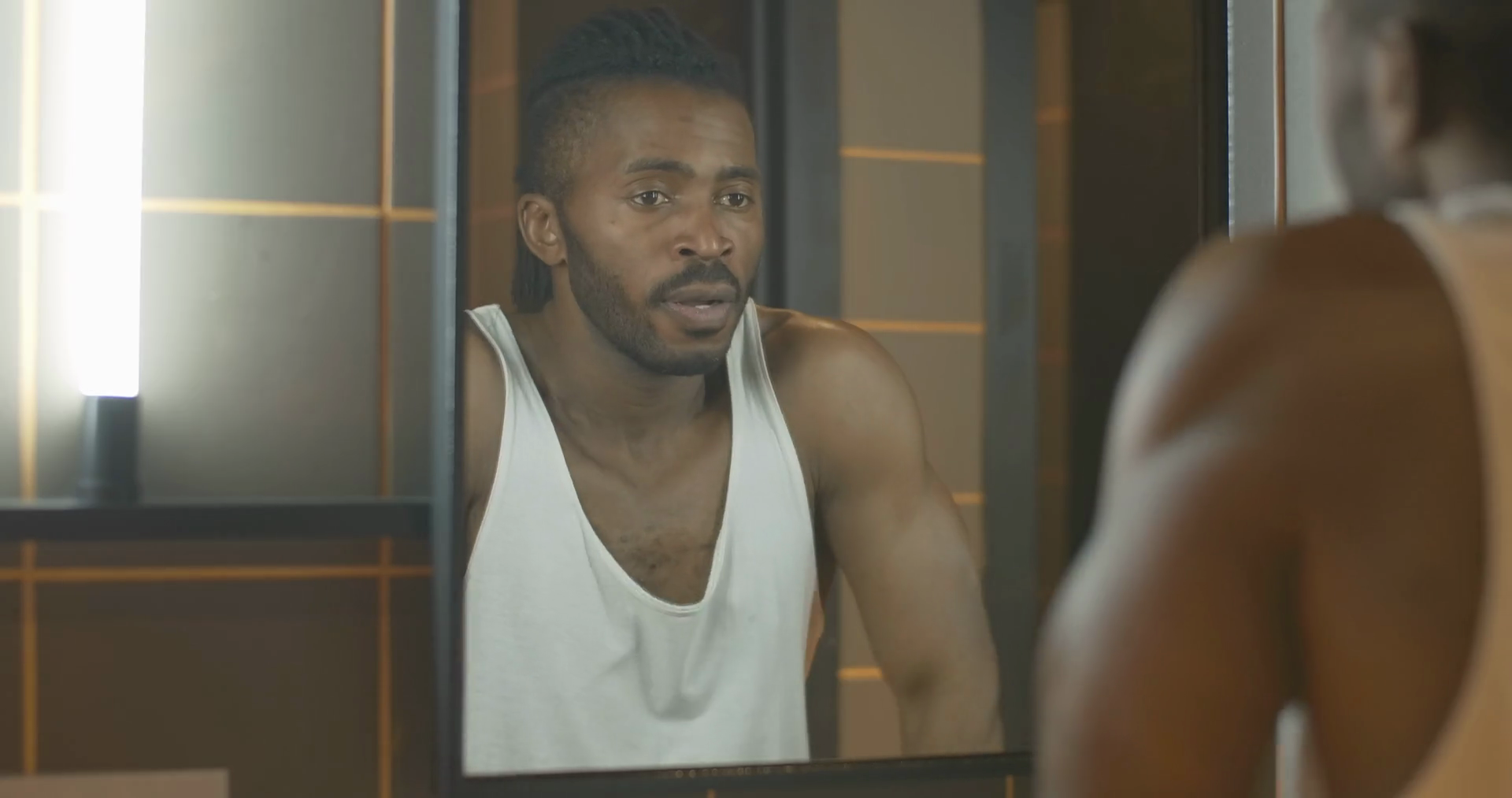 Thoughtful Young Man Reflecting In Mirror Stock Footage SBV-338798009 ...