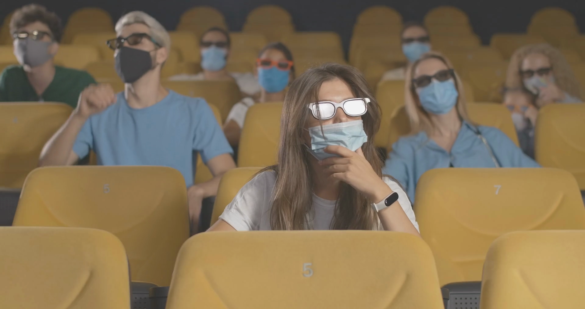 Scared People In Face Masks Sitting Away Stock Footage SBV-338658601 ...
