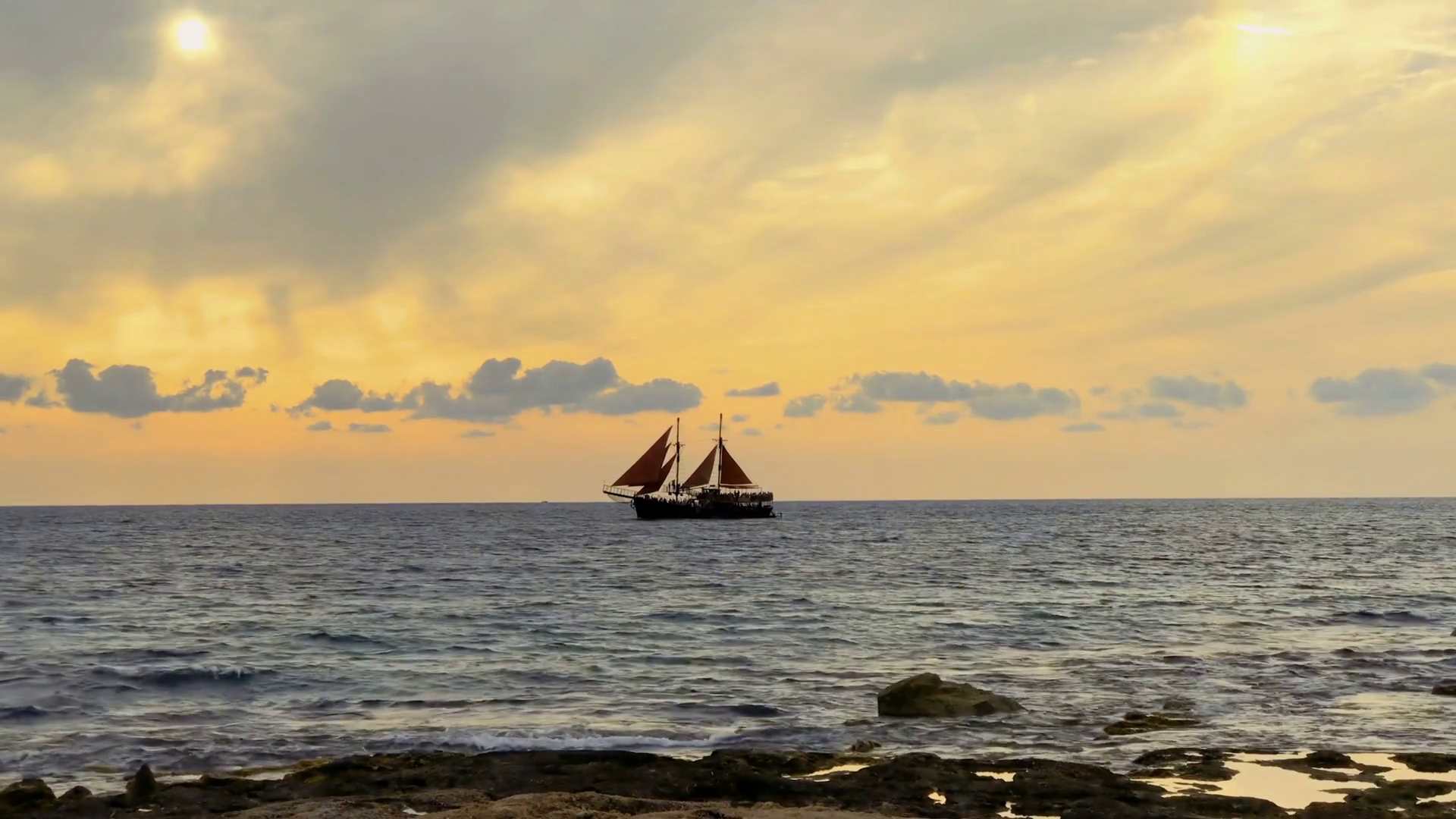 Ship Floats At Distance At Sea Stock Footage SBV-319223051 - Storyblocks