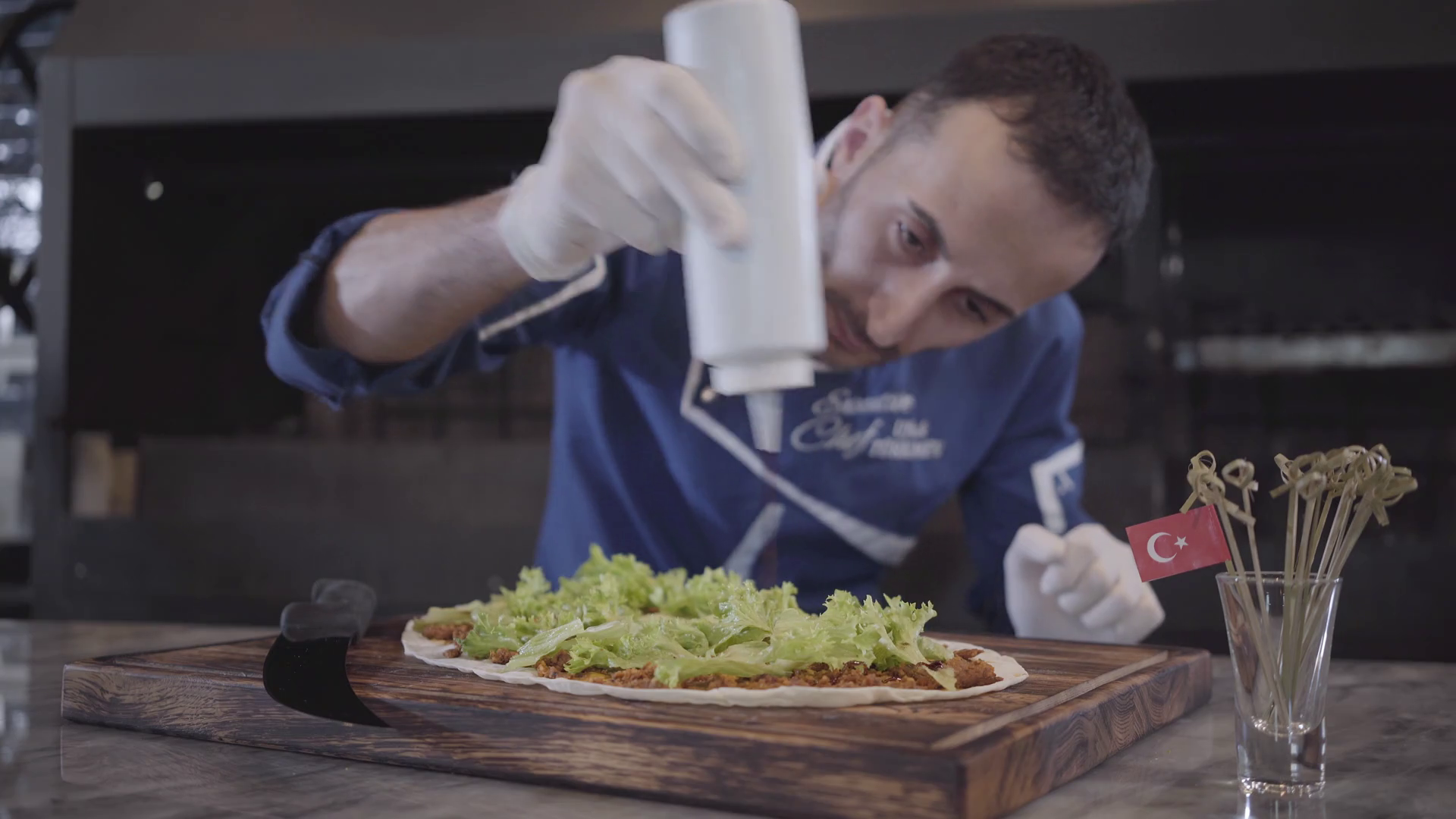 Skillful Man In Cook Uniform Preparing Tasty Stock Footage SBV ...
