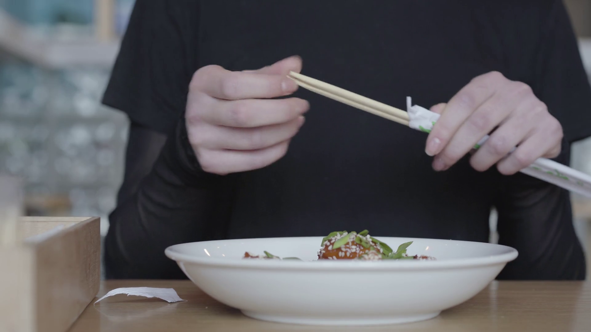Young Woman Prepares To Eat With Chopsticks Stock Footage SBV-333788147 ...